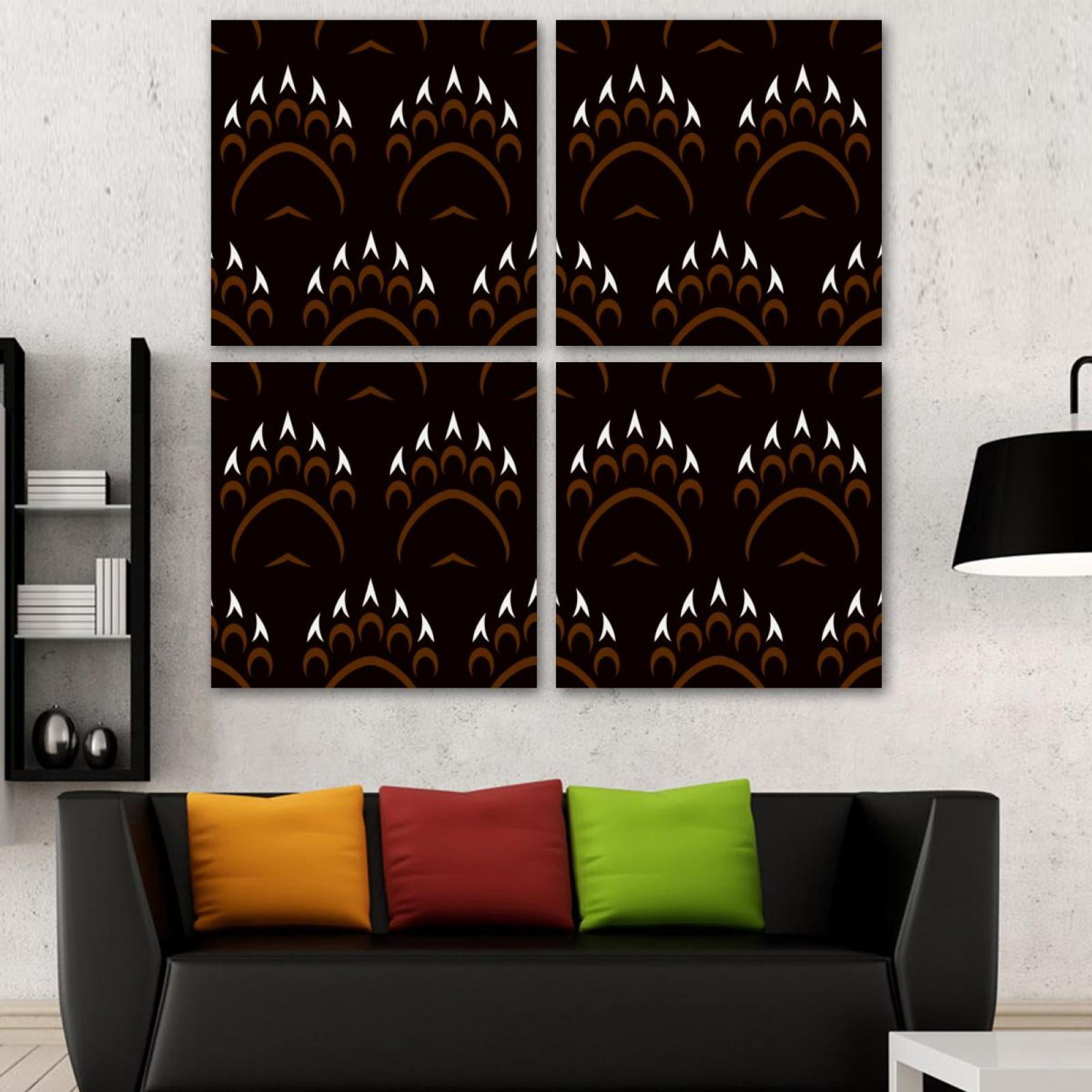 OWNSERIES Grizzly Bear Claw Pattern 4PC Frameless Canvas Wall Art ...