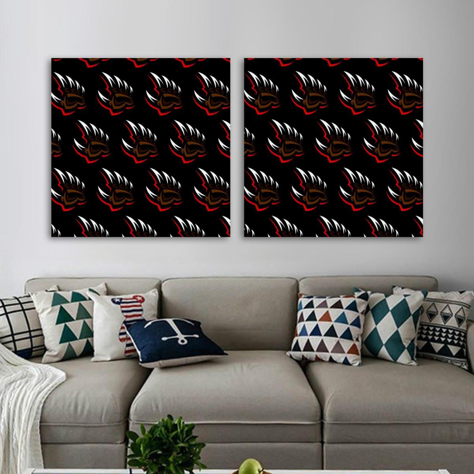 OWNSERIES Grizzly Bear Claw Red Pattern 2PC Canvas Wall Art Paintings ...