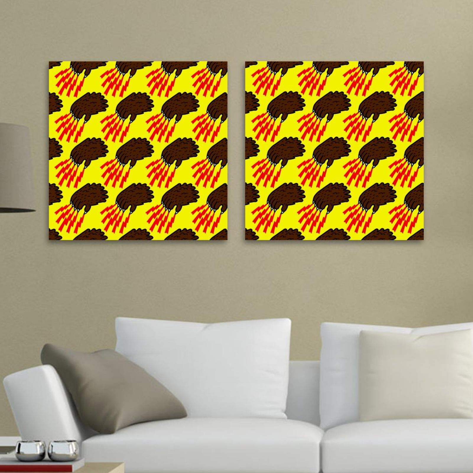 OWNSERIES Grizzly Bear Claw Yellow Background Pattern 2PC Canvas Wall ...