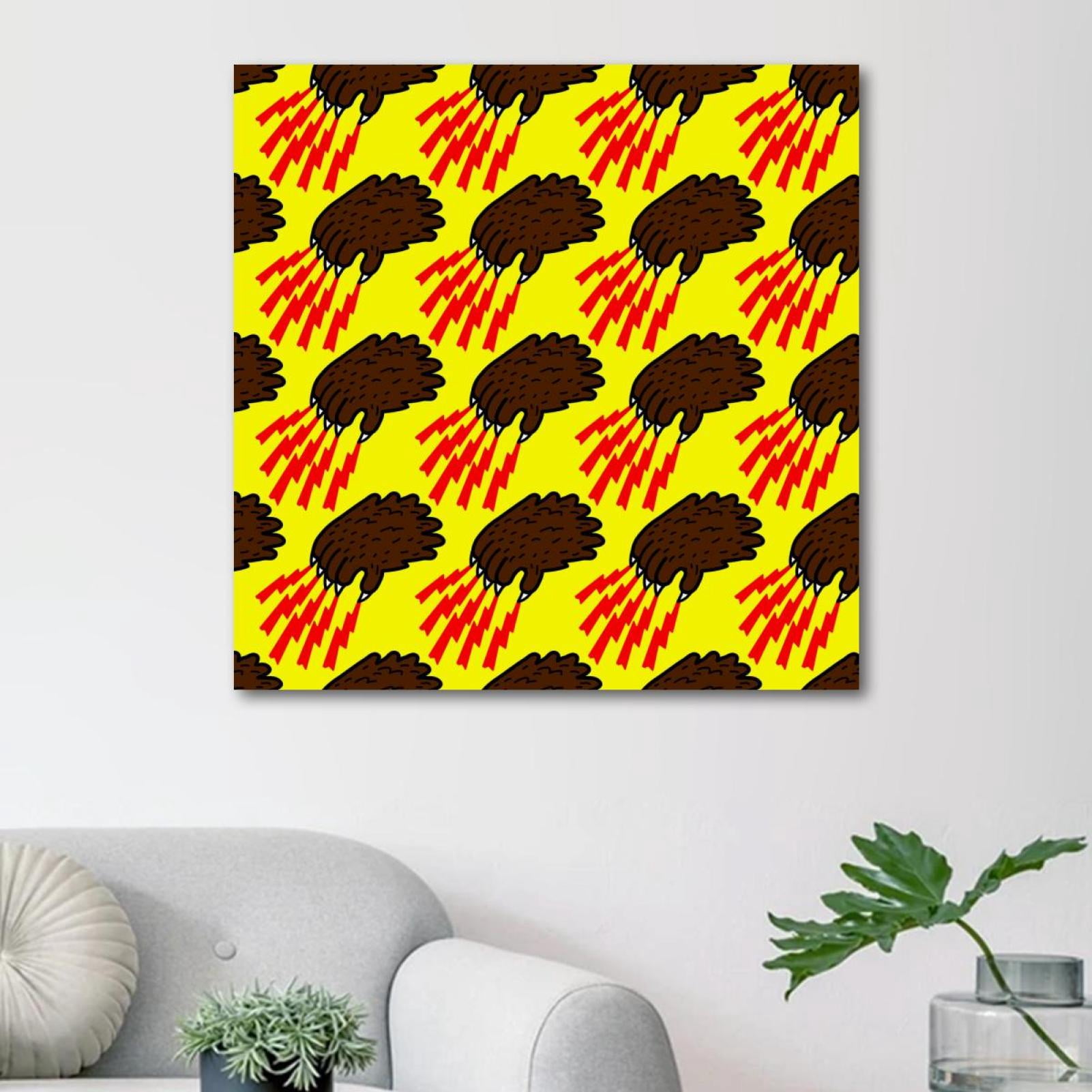 OWNSERIES Grizzly Bear Claw Yellow Background Pattern Canvas Wall Art ...