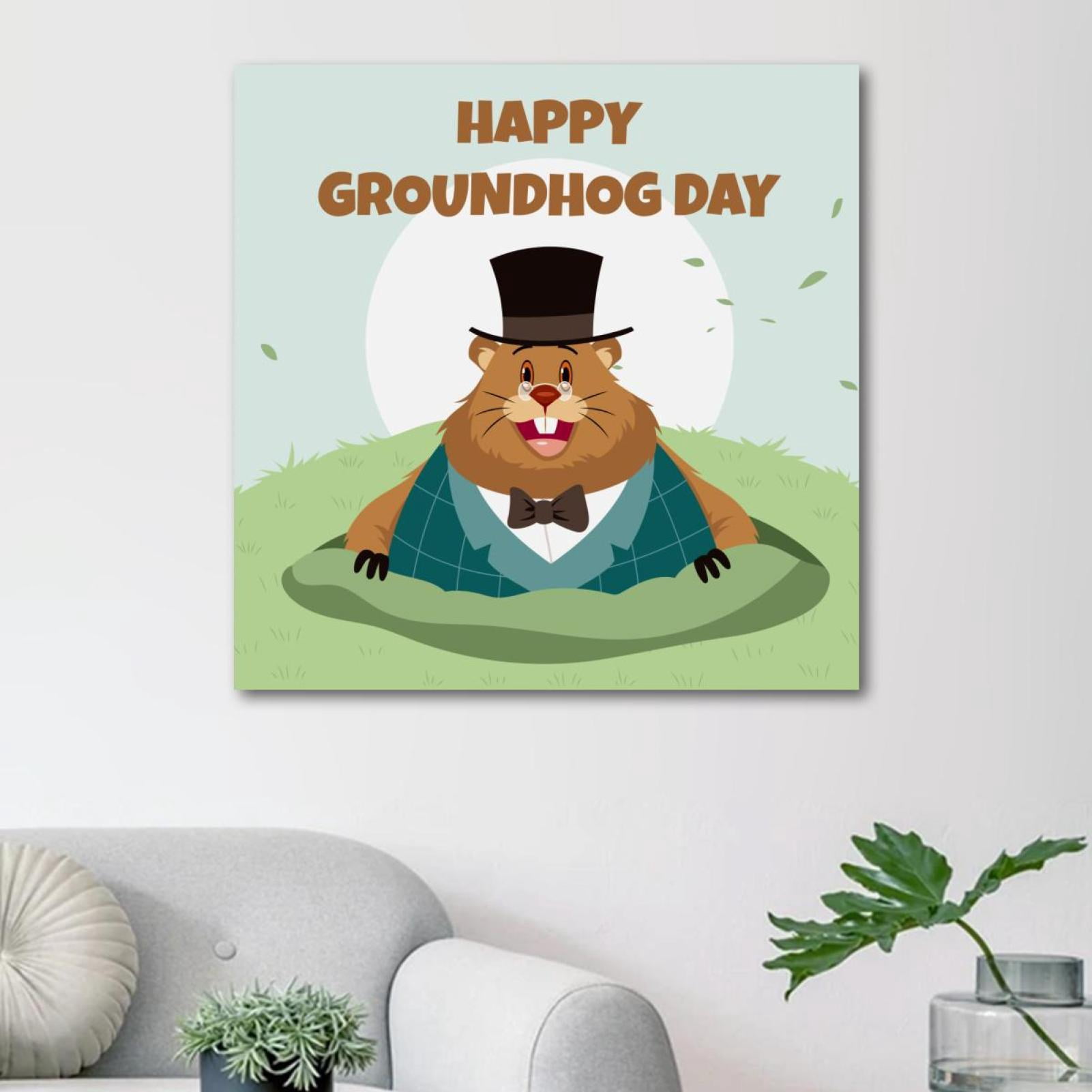 OWNSERIES Ground Hog Day Celebration Pattern Canvas Wall Art Paintings ...
