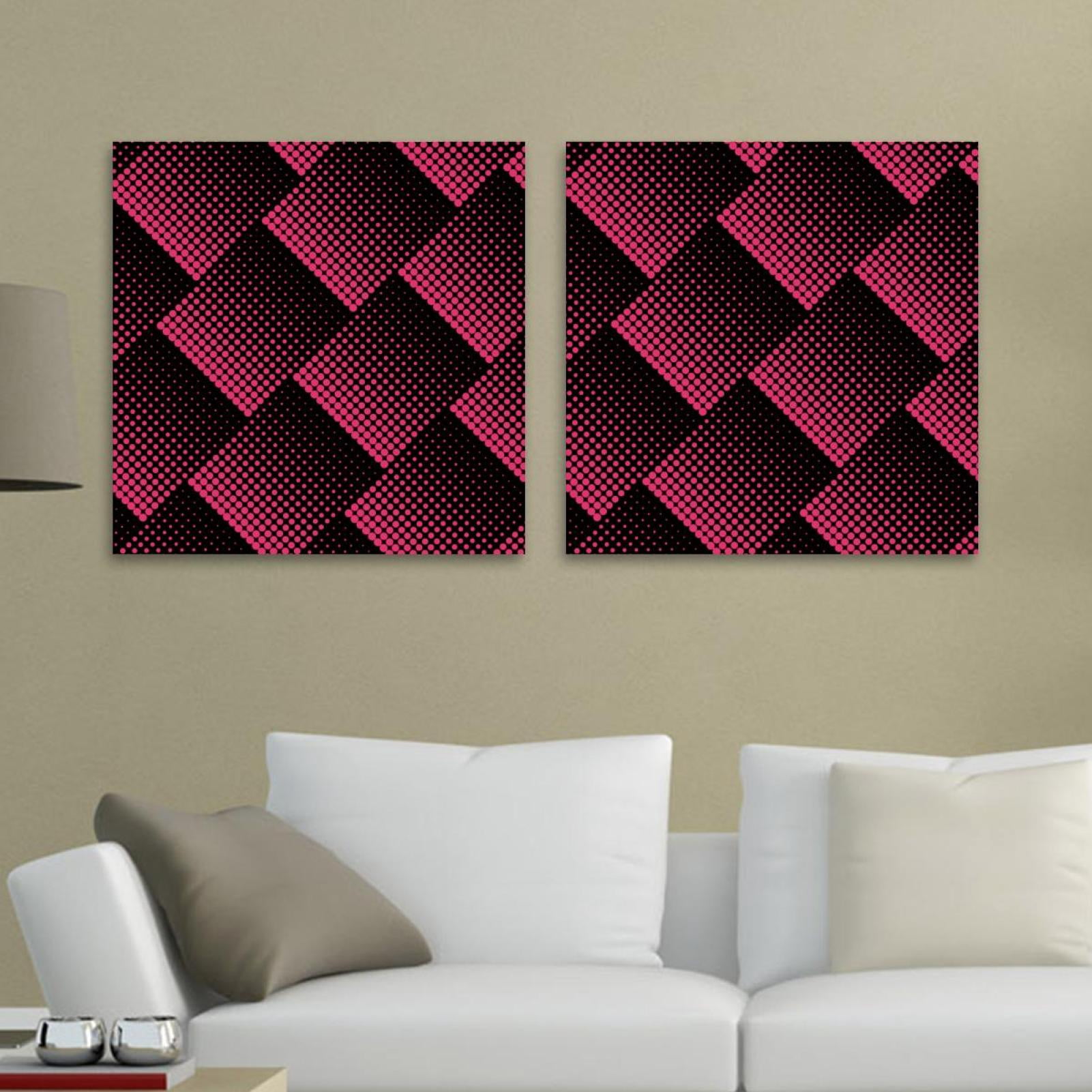 OWNSERIES Halftone Design in Black and Red Dots Pattern 2PC Canvas Wall ...