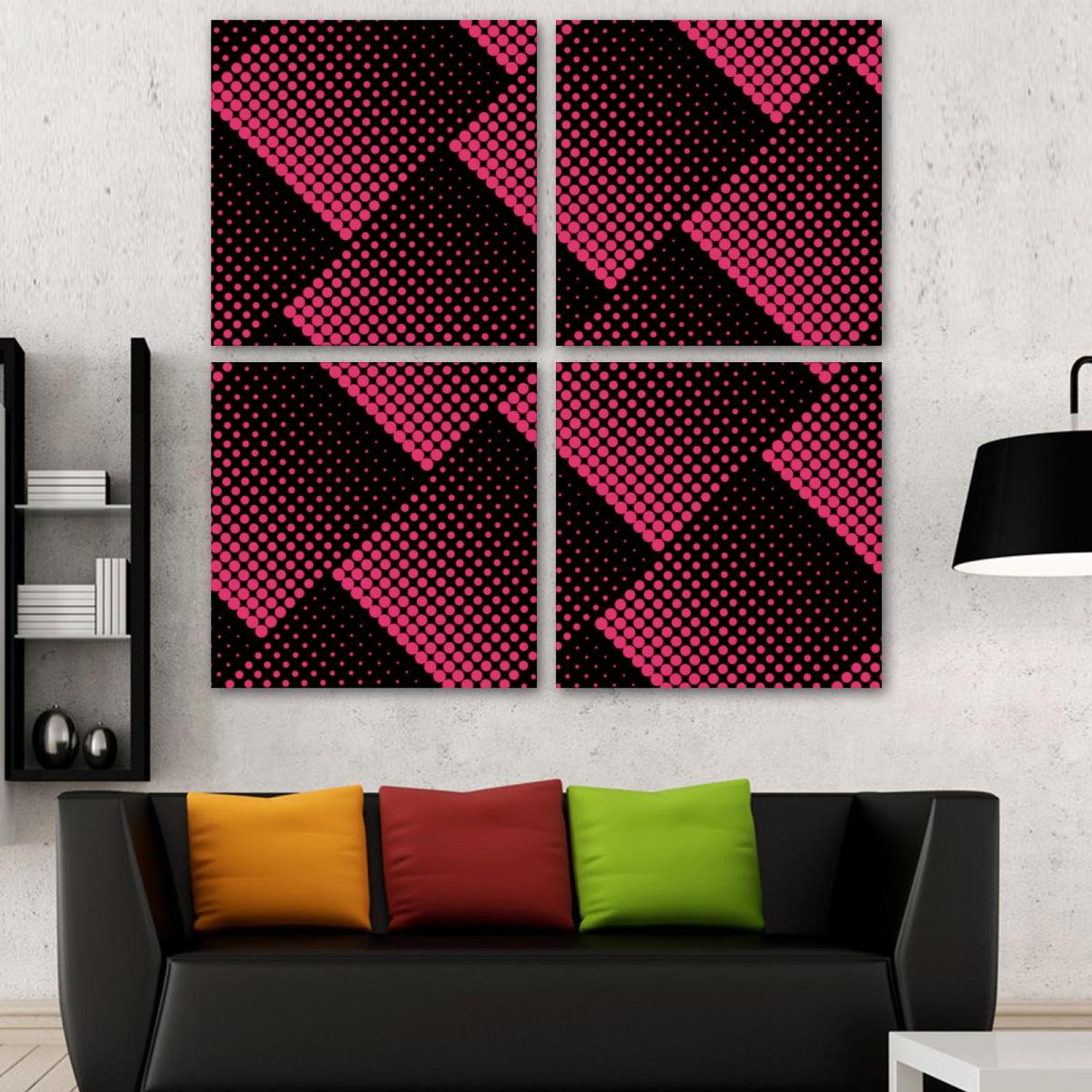OWNSERIES Halftone Design in Black and Red Dots Pattern Pattern 4PC ...