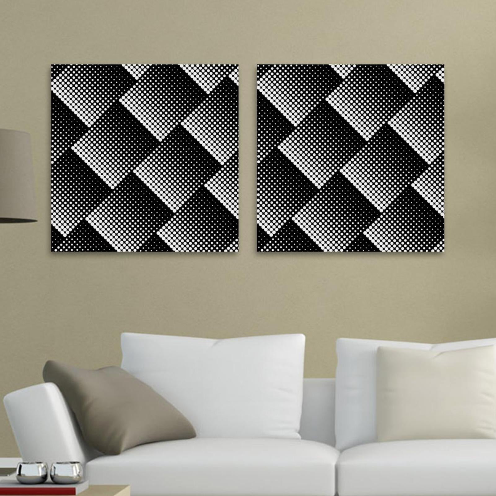 OWNSERIES Halftone Design in Black and White Dots Pattern 2PC Canvas ...