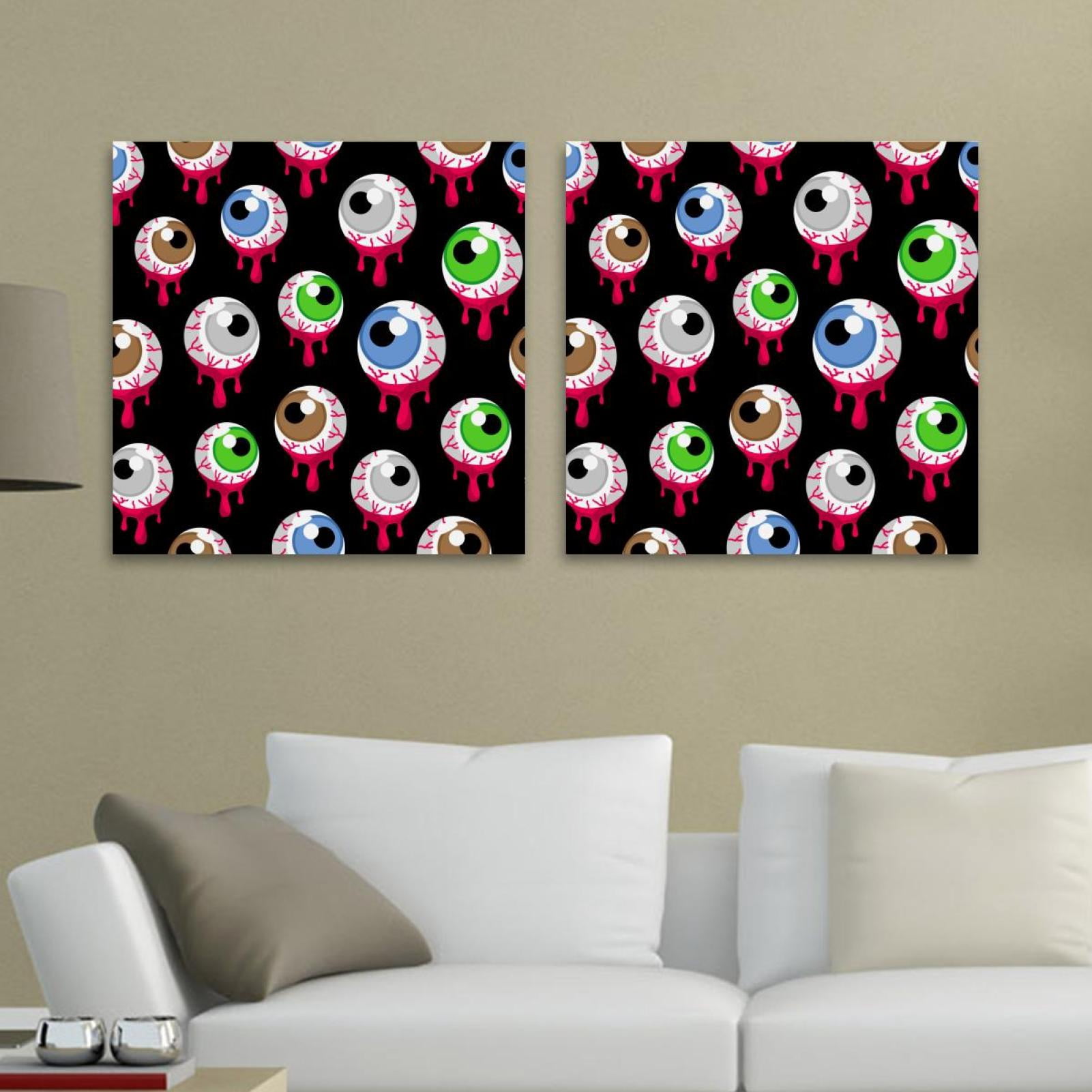 OWNSERIES Halloween Eyeball Scary Pattern 2PC Canvas Wall Art Paintings ...