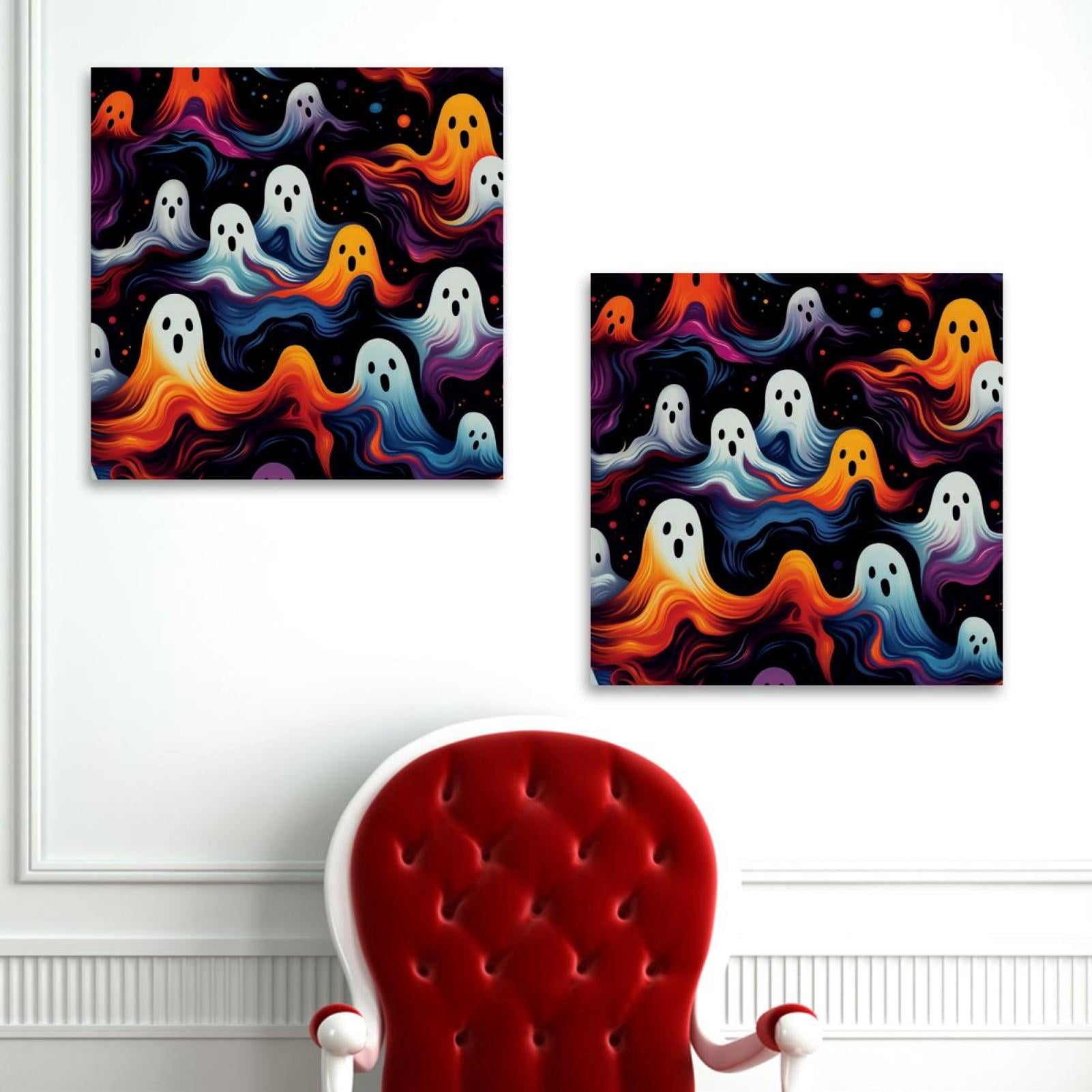 OWNSERIES Halloween Ghost Pattern 2PC Canvas Wall Art Paintings for ...