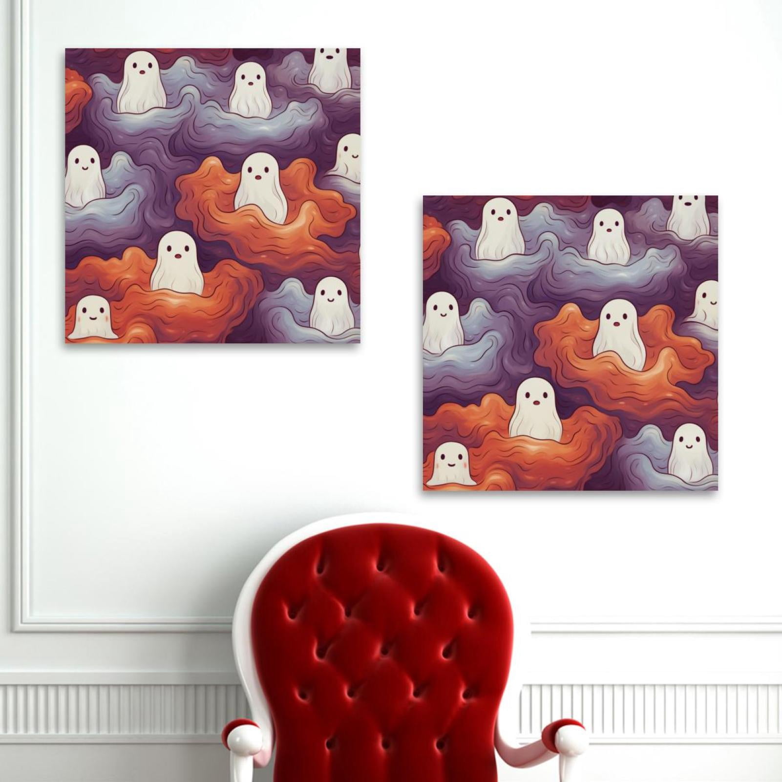 OWNSERIES Halloween Ghost Pattern 2PC Canvas Wall Art Paintings for ...