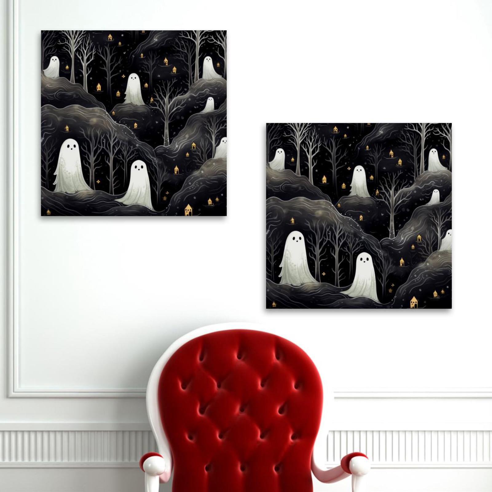 OWNSERIES Halloween Ghost Pattern 2PC Canvas Wall Art Paintings for ...