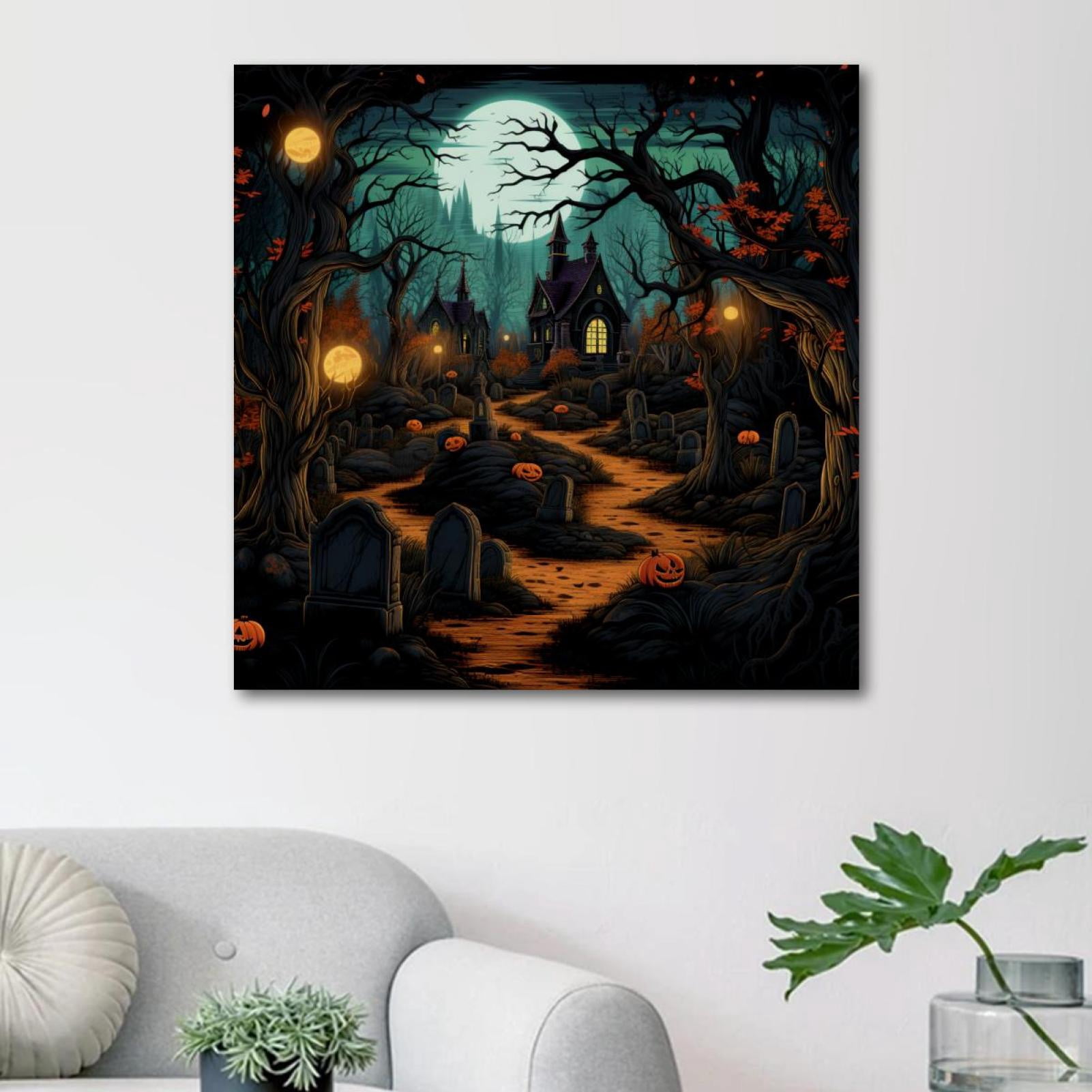 OWNSERIES Halloween Graveyard Pattern Canvas Wall Art Paintings for ...