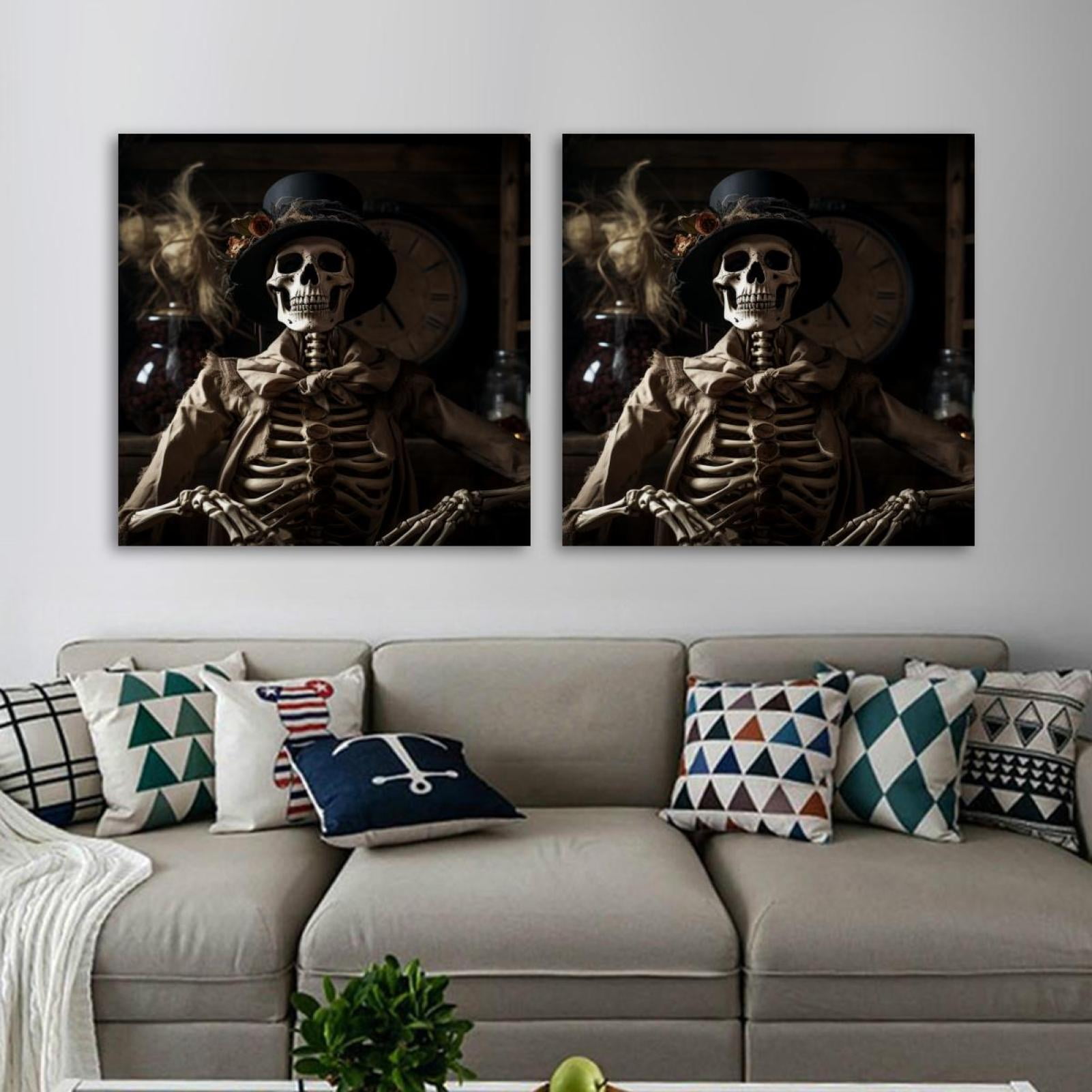 OWNSERIES Halloween Skeleton Pattern 2PC Canvas Wall Art Paintings for ...