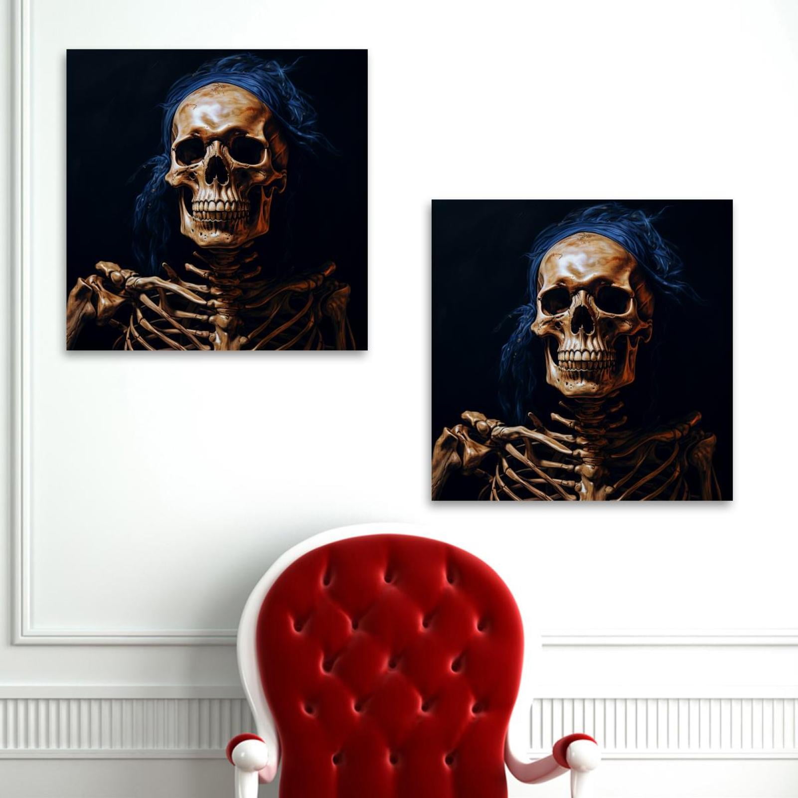 OWNSERIES Halloween Skeleton Pattern 2PC Canvas Wall Art Paintings for ...