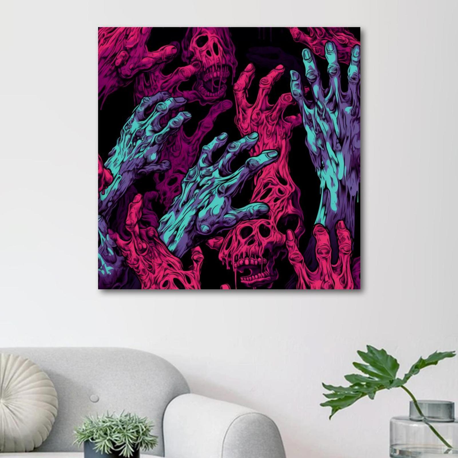 OWNSERIES Halloween Zombie Hands Pattern Canvas Wall Art Paintings for ...