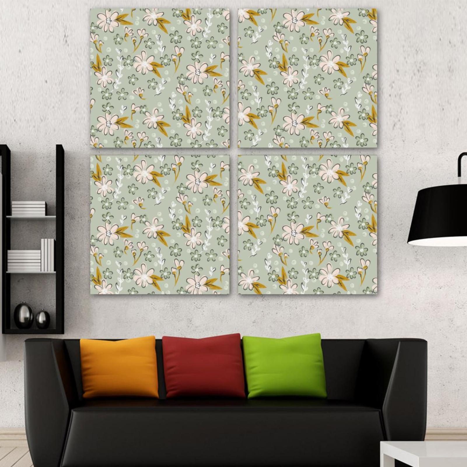 OWNSERIES Hand Draw Floral Pattern Pattern 4PC Frameless Canvas Wall ...