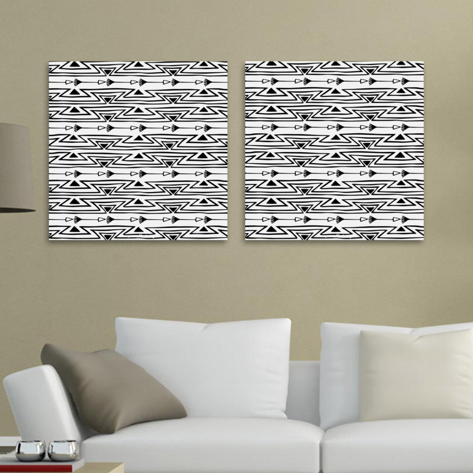 OWNSERIES Hand Drawn Boho Style Pattern 2PC Canvas Wall Art Paintings ...
