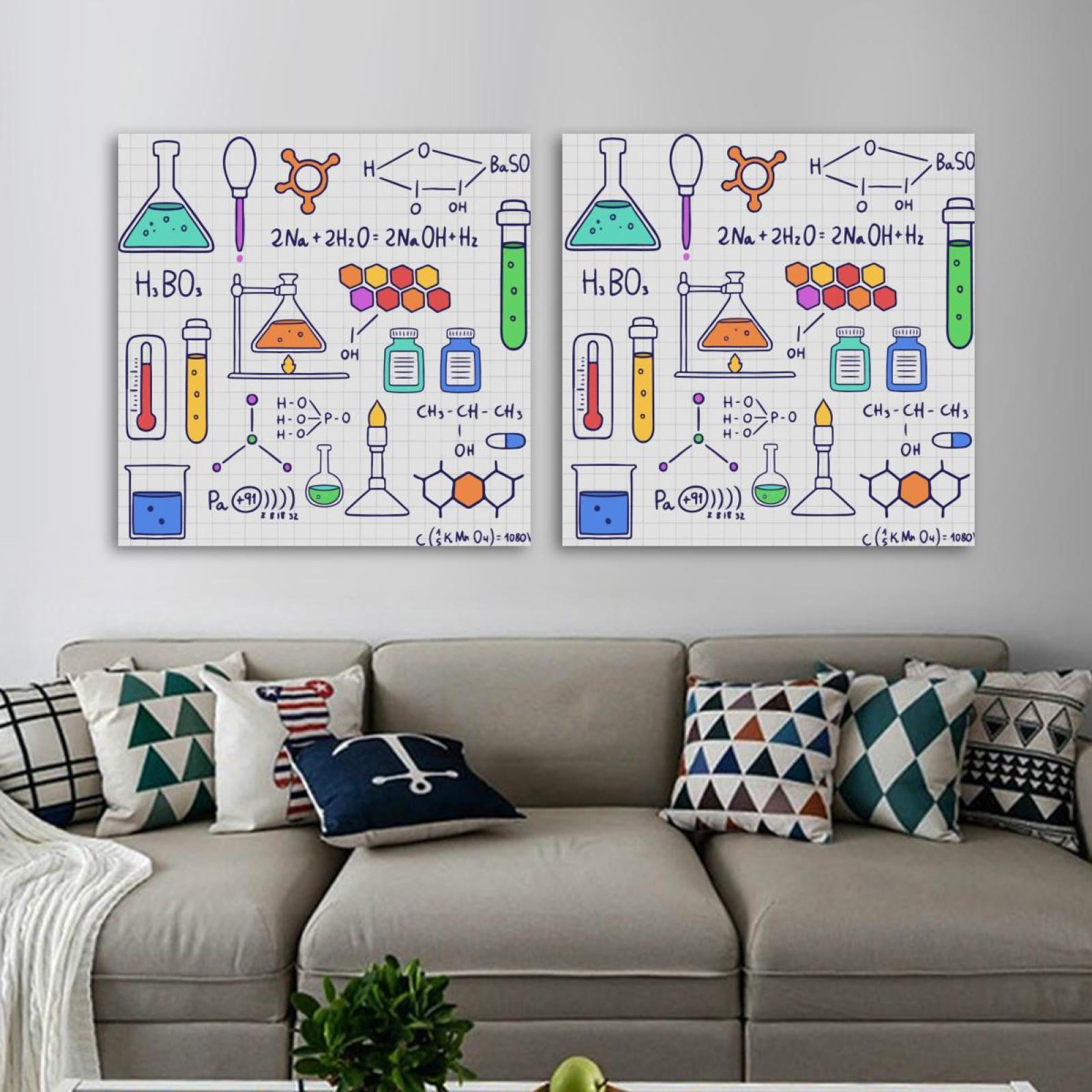 OWNSERIES Hand Drawn Chemistry Pattern 2PC Canvas Wall Art Paintings ...