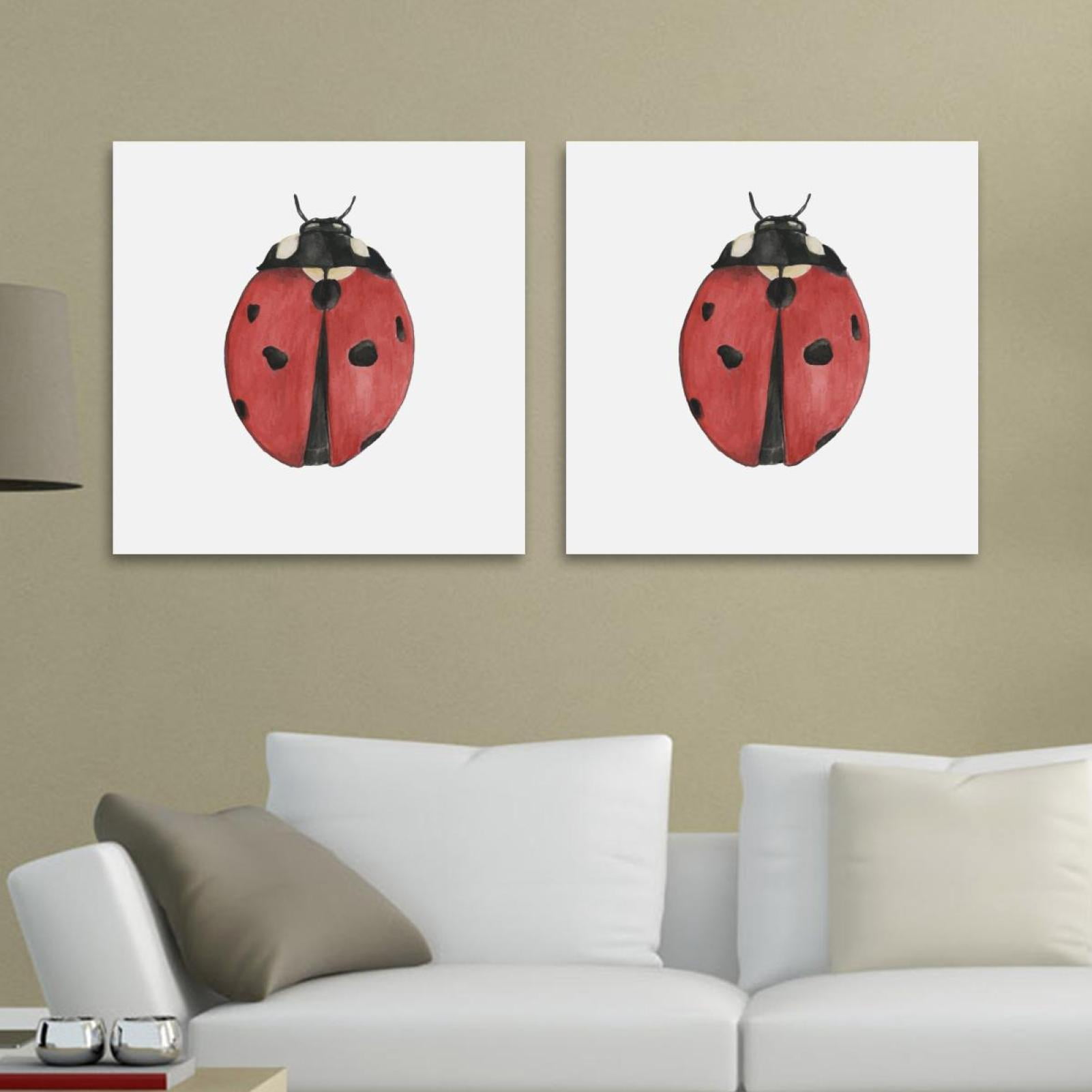 OWNSERIES Hand Drawn Ladybug-01 Pattern 2PC Canvas Wall Art Paintings ...