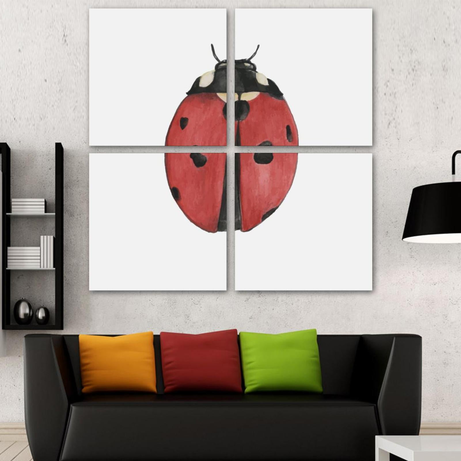 OWNSERIES Hand Drawn Ladybug-01 Pattern 4PC Frameless Canvas Wall Art ...