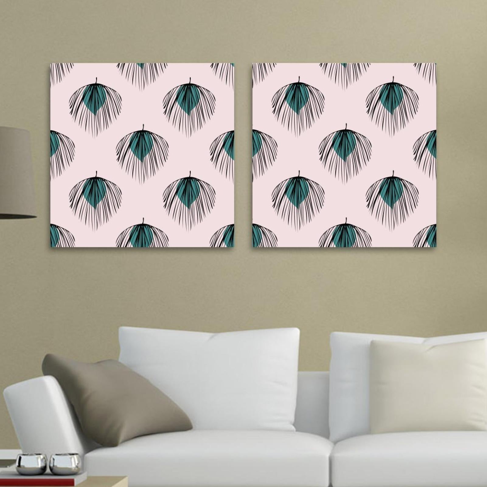 OWNSERIES Hand Drawn Monstera Leaves Pattern 2PC Canvas Wall Art ...