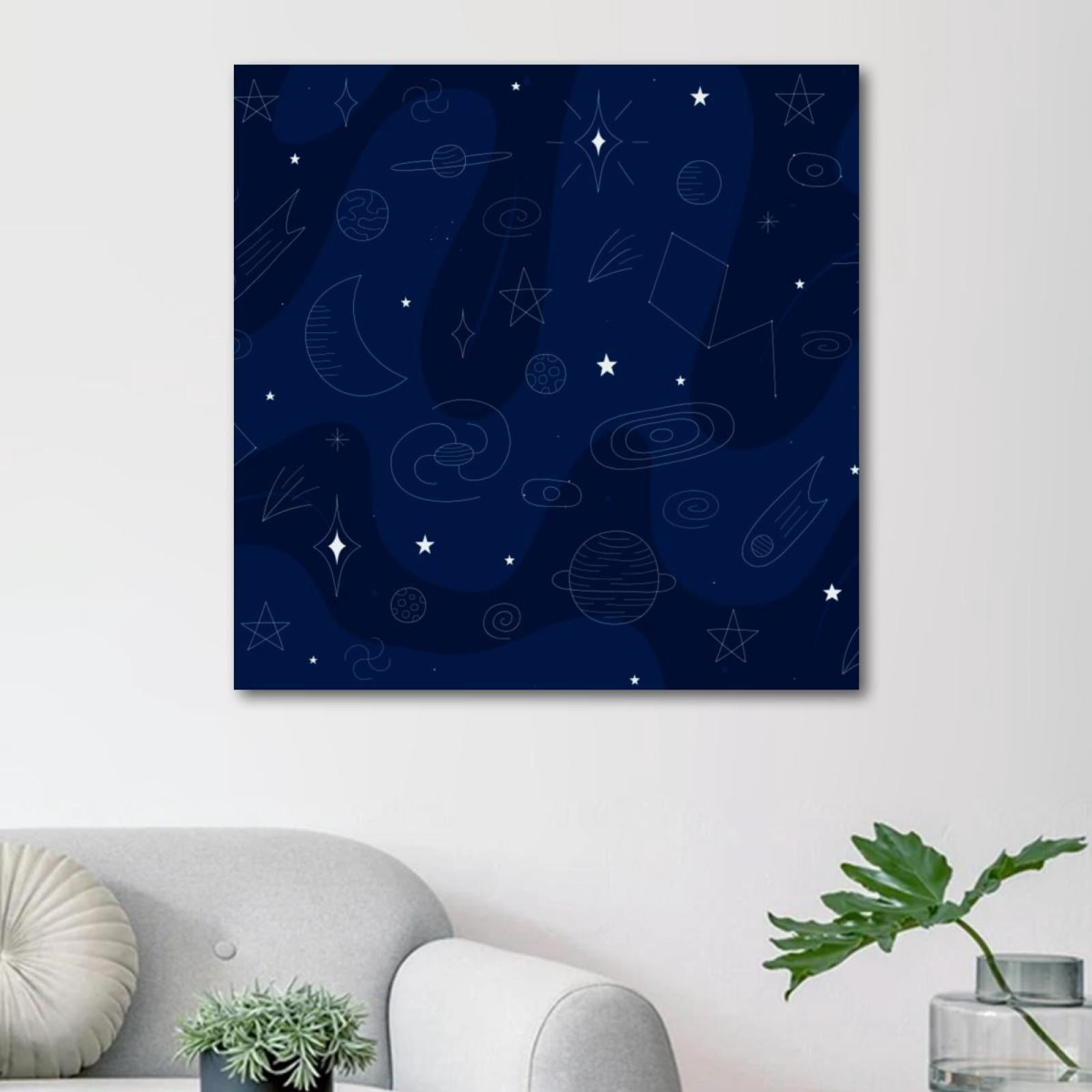 OWNSERIES Hand Drawn Outer Spaces Pattern Canvas Wall Art Paintings for ...