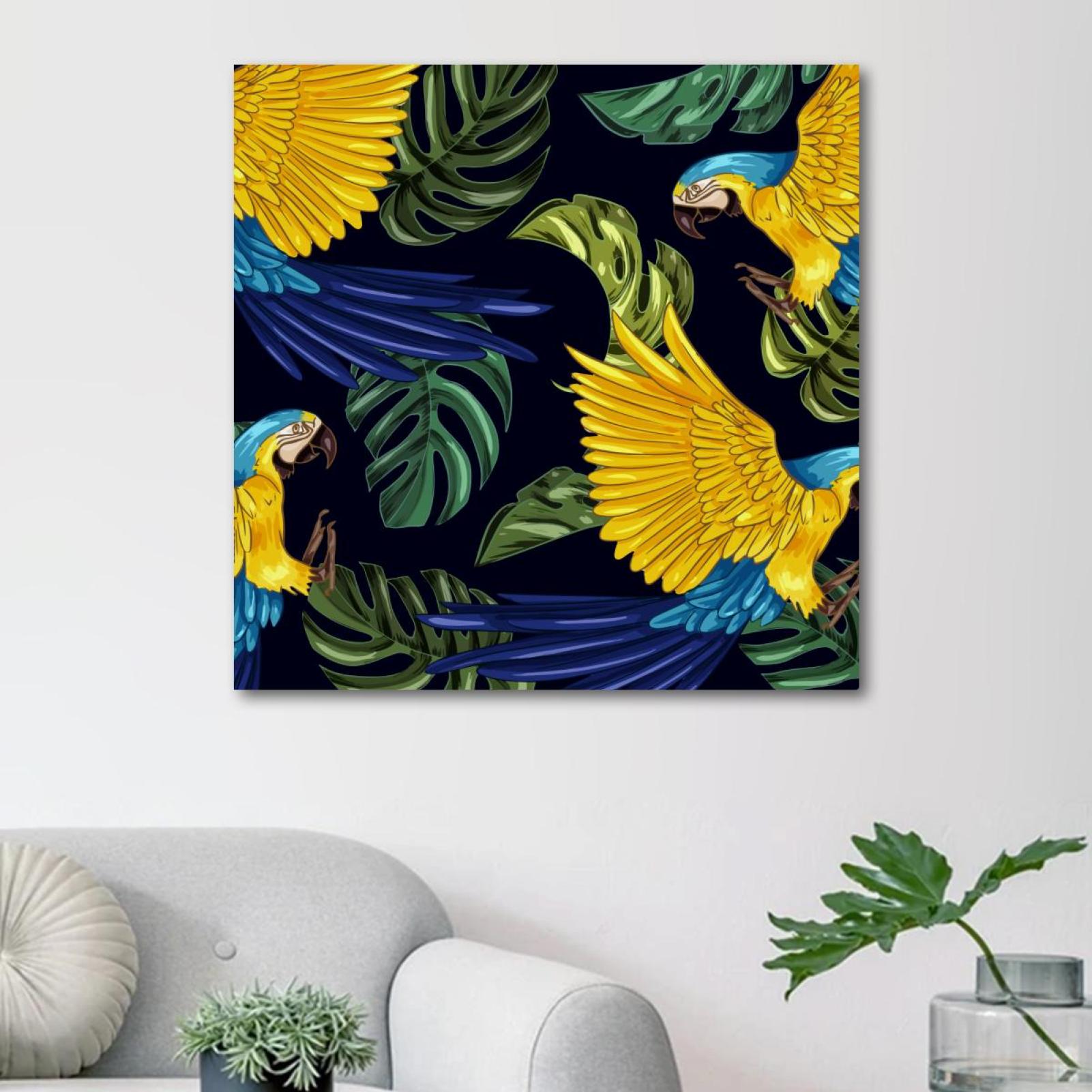 OWNSERIES Hand Drawn Realistic Tropical Plants Animals Pattern Canvas ...