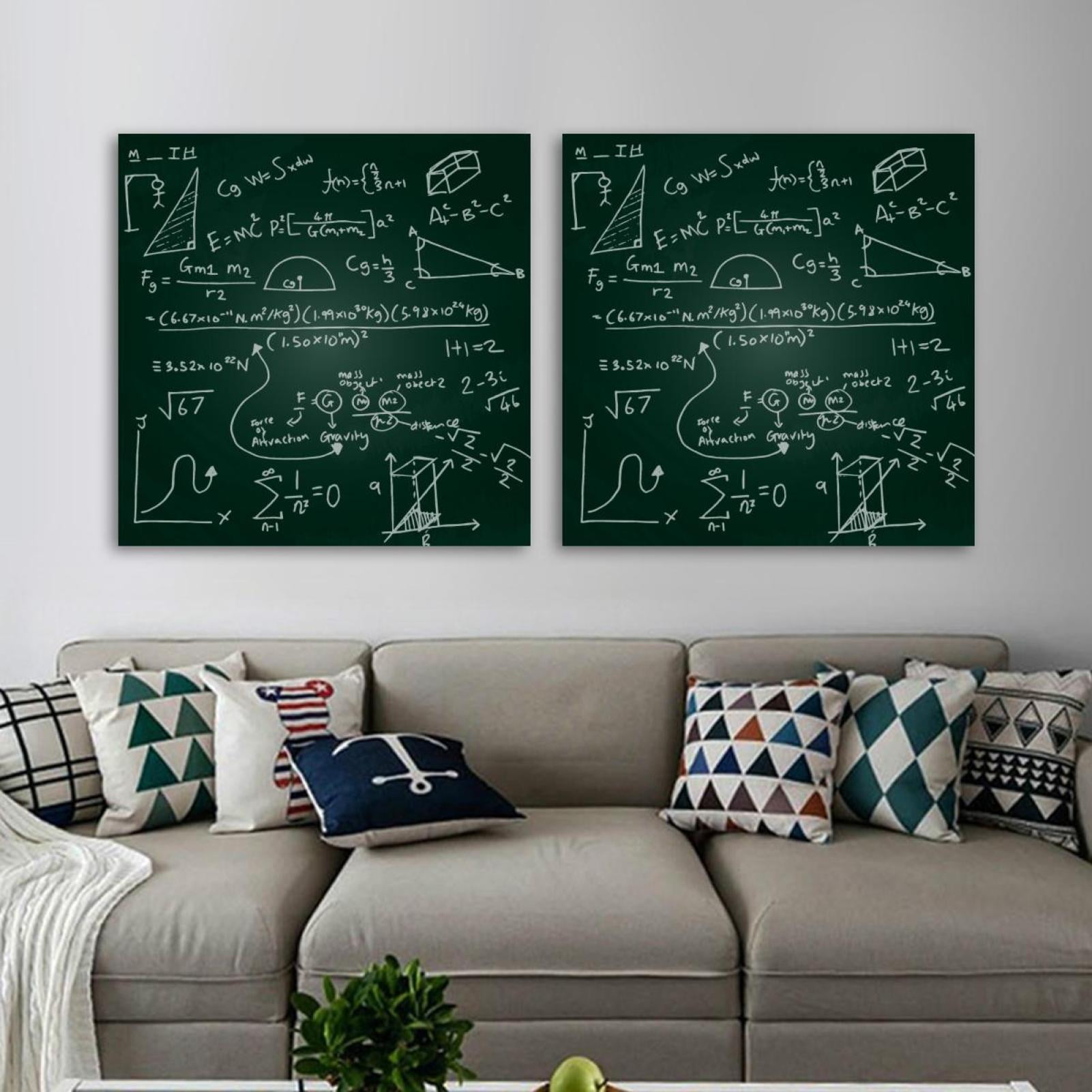 OWNSERIES Hand Drawn Scientific Formulas Pattern 2PC Canvas Wall Art Paintings for Living Room ...