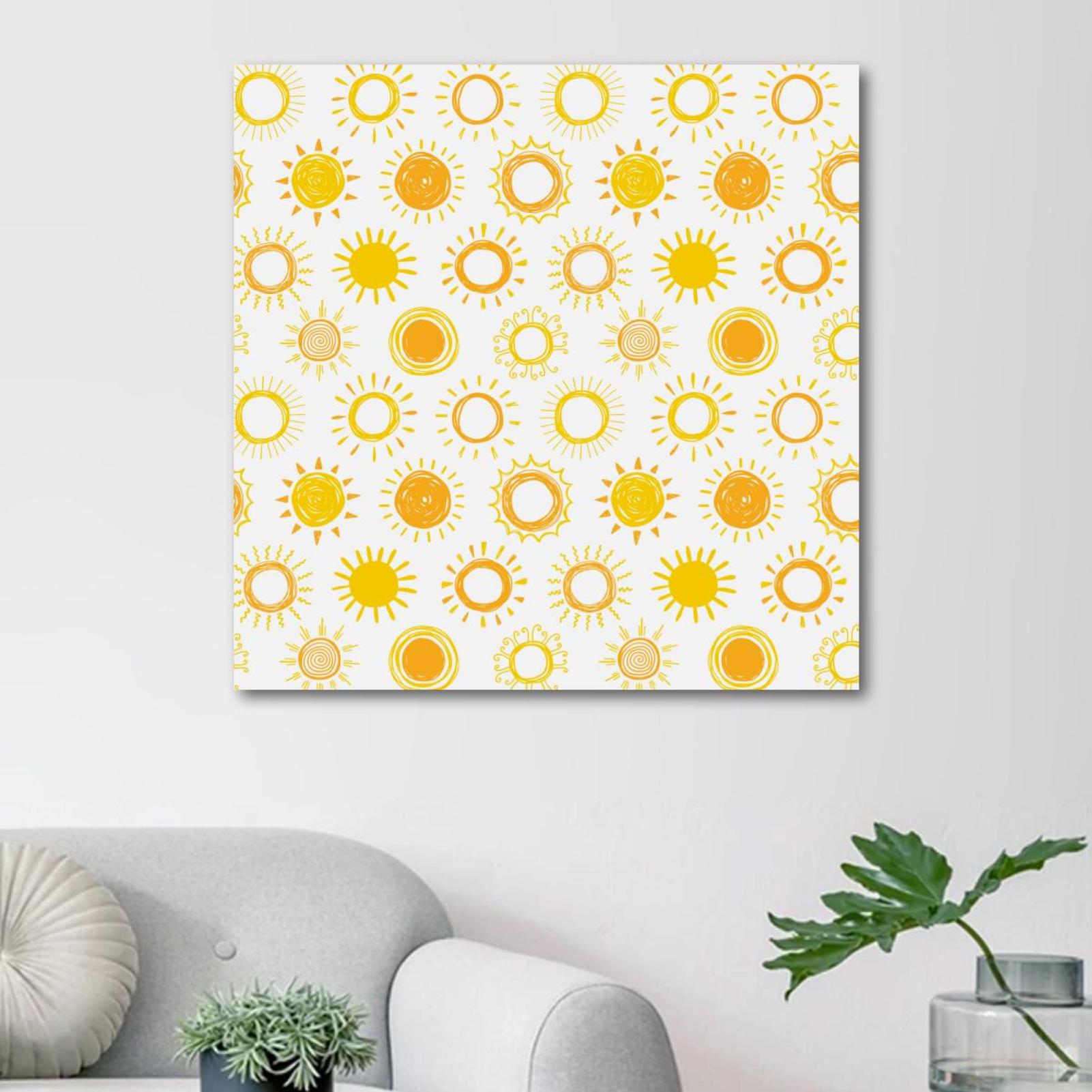 OWNSERIES Hand Drawn Sun Pattern Canvas Wall Art Paintings for Living ...