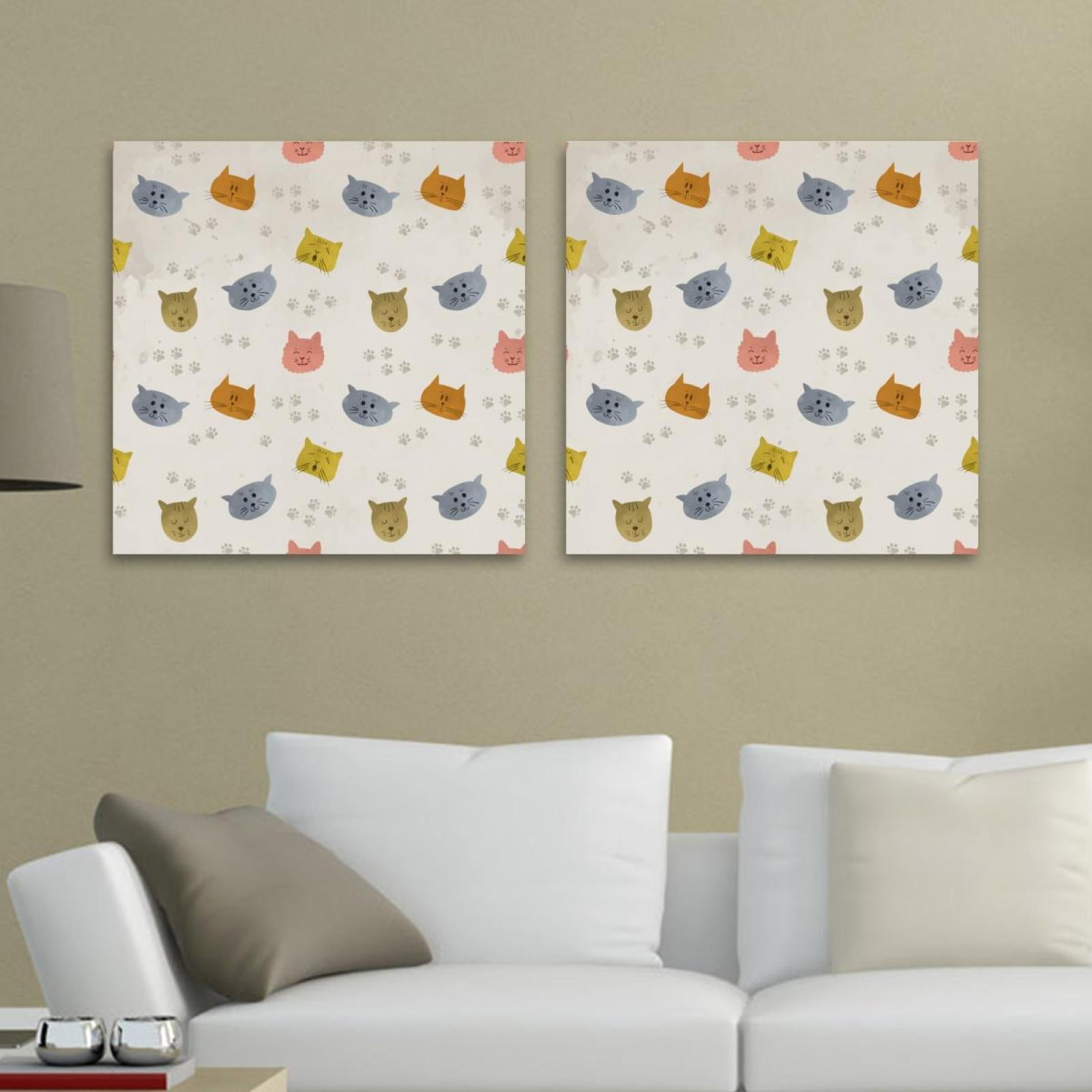 OWNSERIES Hand Painted Cats-01 Pattern 2PC Canvas Wall Art Paintings ...