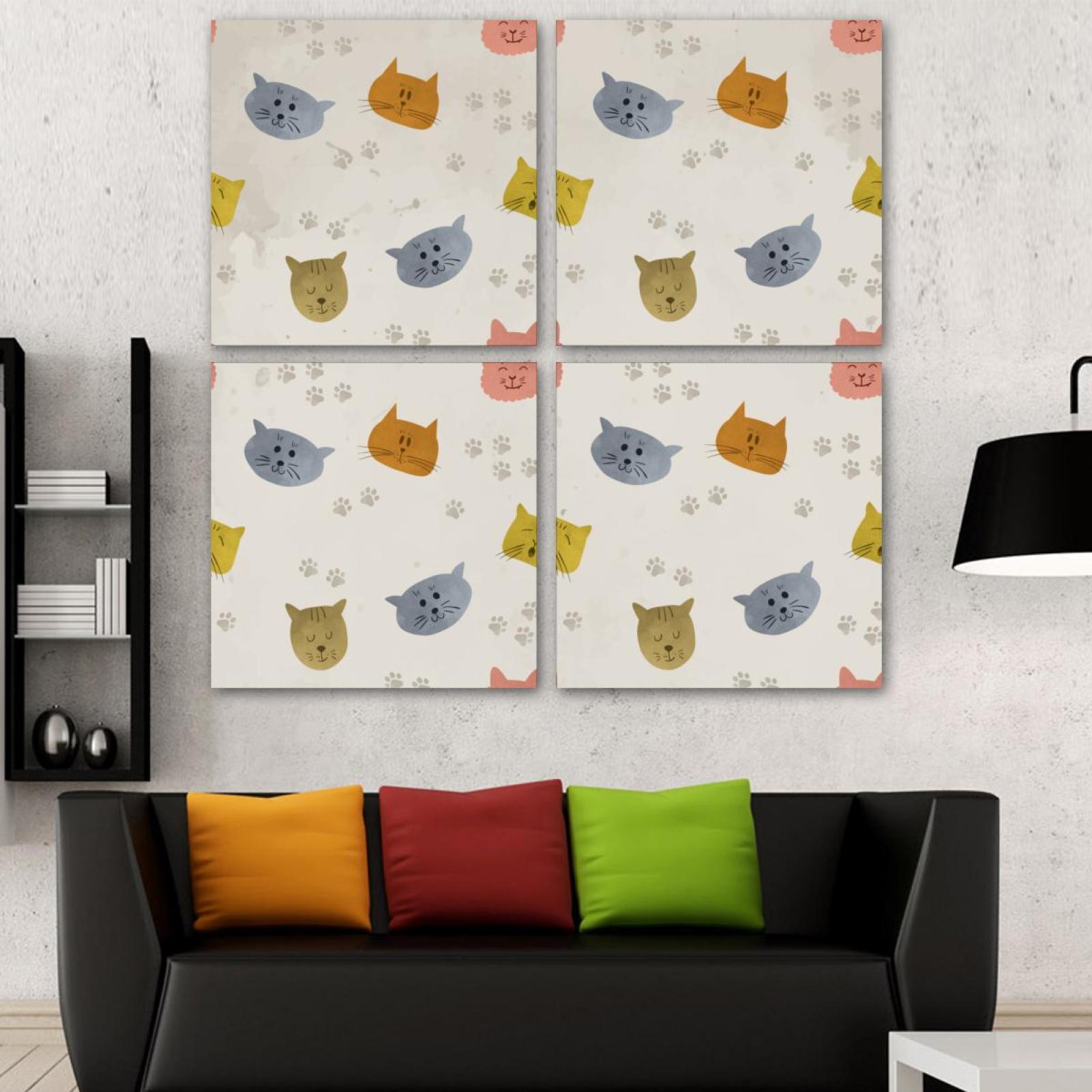 OWNSERIES Hand Painted Cats-01 Pattern 4PC Frameless Canvas Wall Art ...