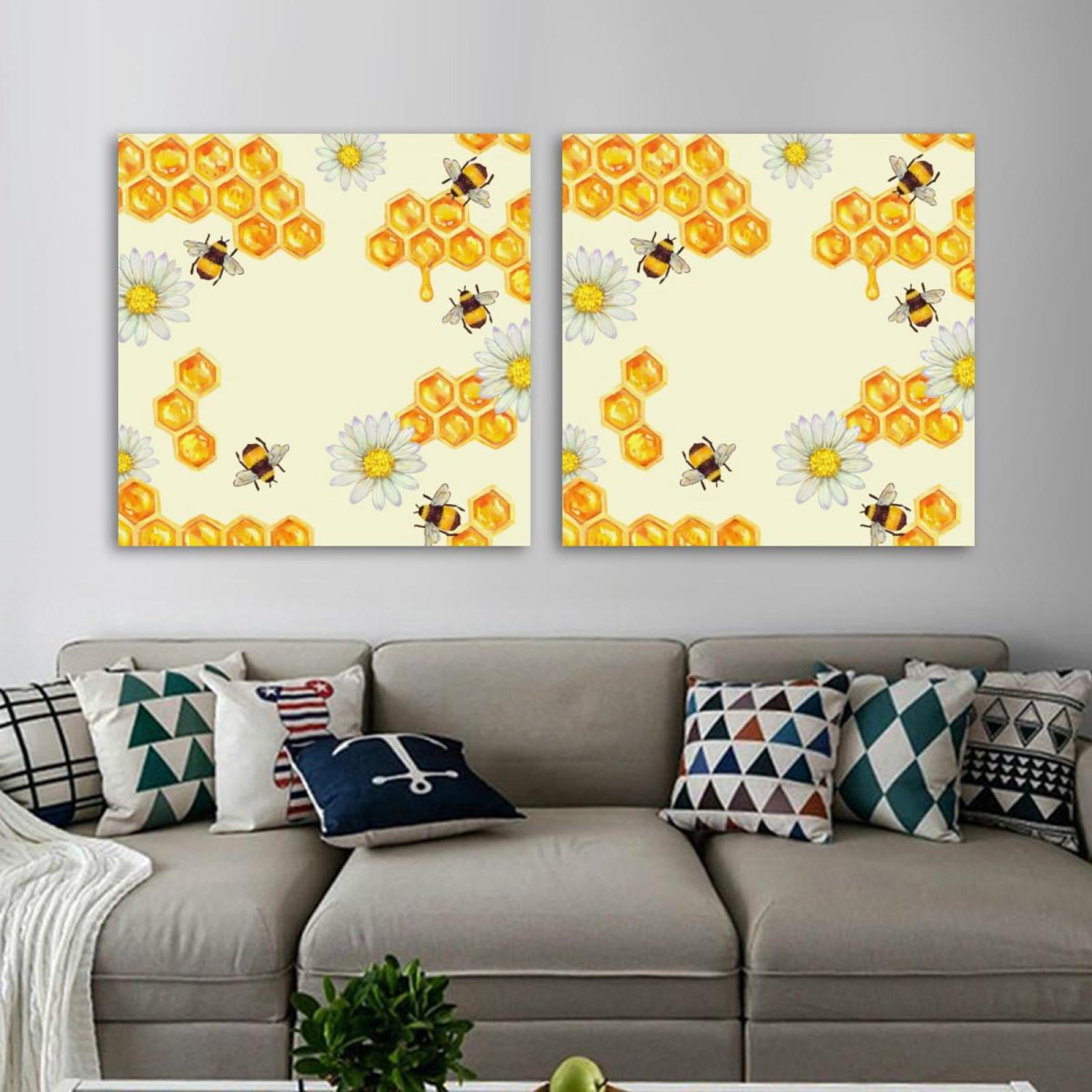 OWNSERIES Hand Painted Honeycomb with Bees-01 Pattern 2PC Canvas Wall ...