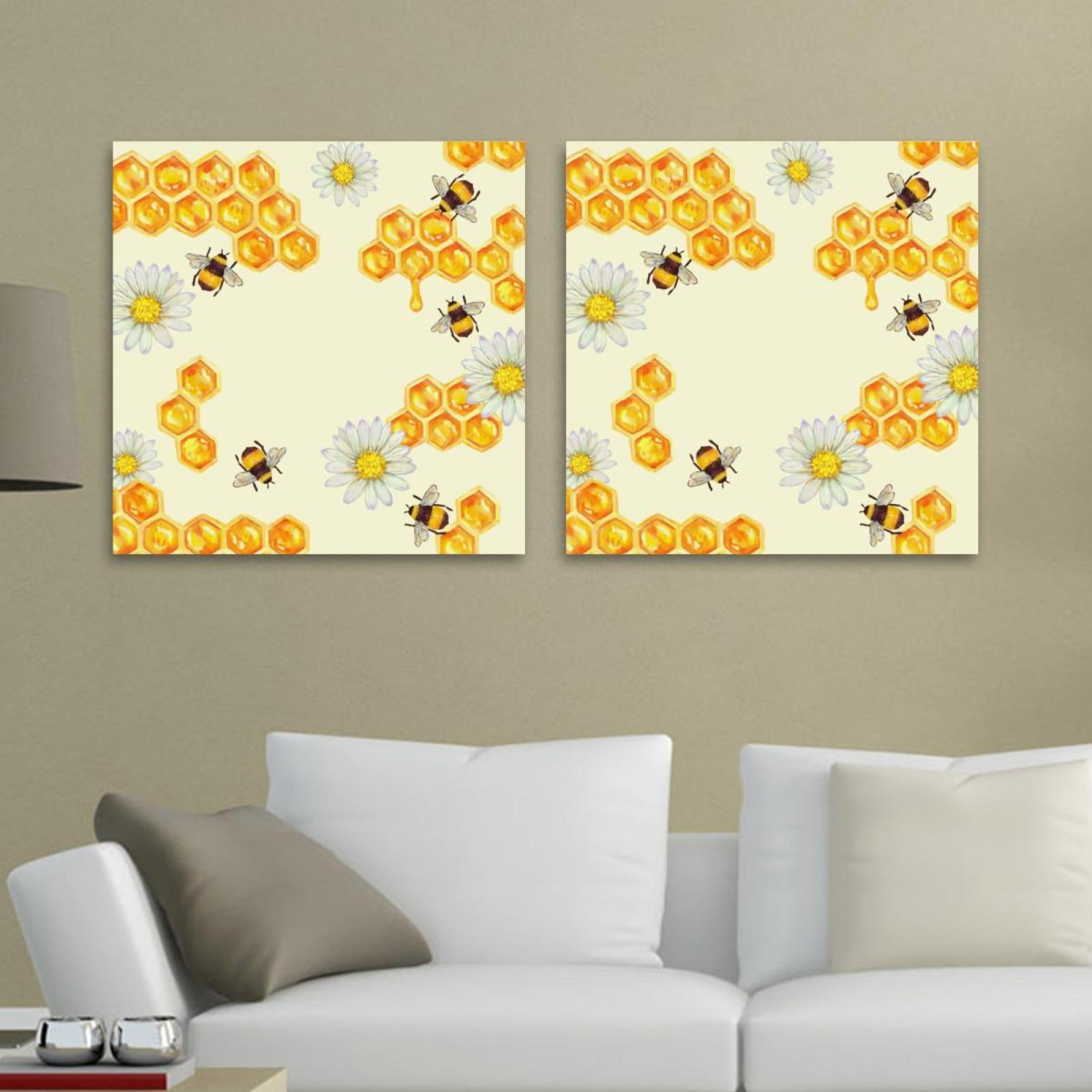 OWNSERIES Hand Painted Honeycomb with Bees-01 Pattern 2PC Canvas Wall ...