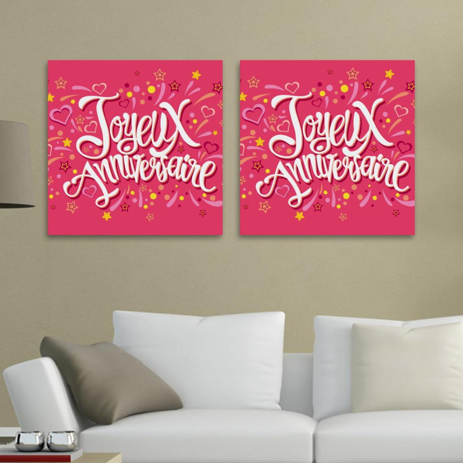 OWNSERIES Happy Birthday in French Joyeux Anniversaire Pink Pattern 2PC ...