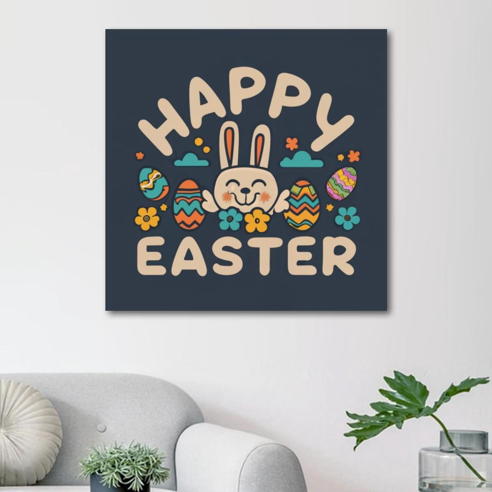 OWNSERIES Happy Easter Pattern Canvas Wall Art Paintings for Living ...