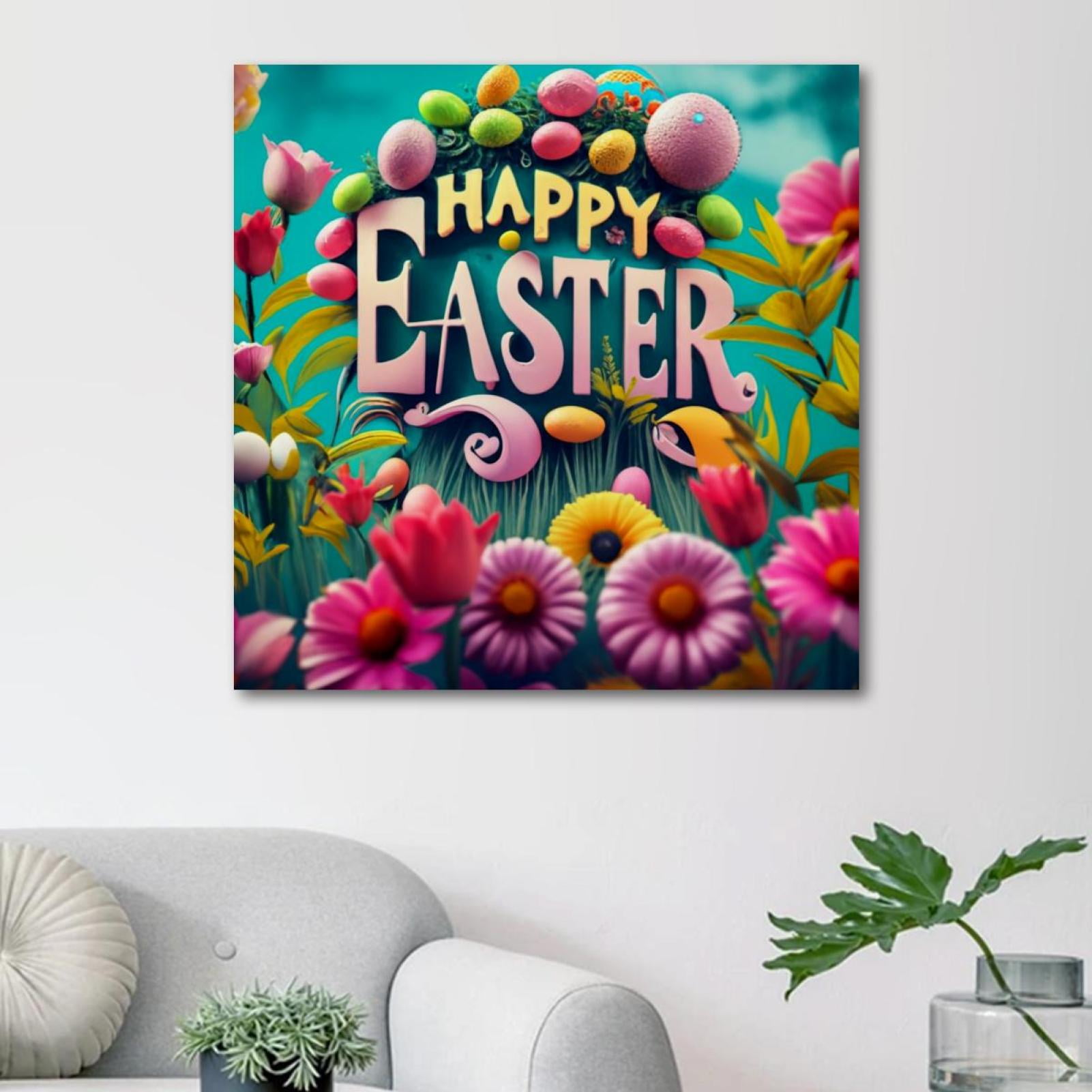 OWNSERIES Happy Easter Pattern Canvas Wall Art Paintings for Living ...