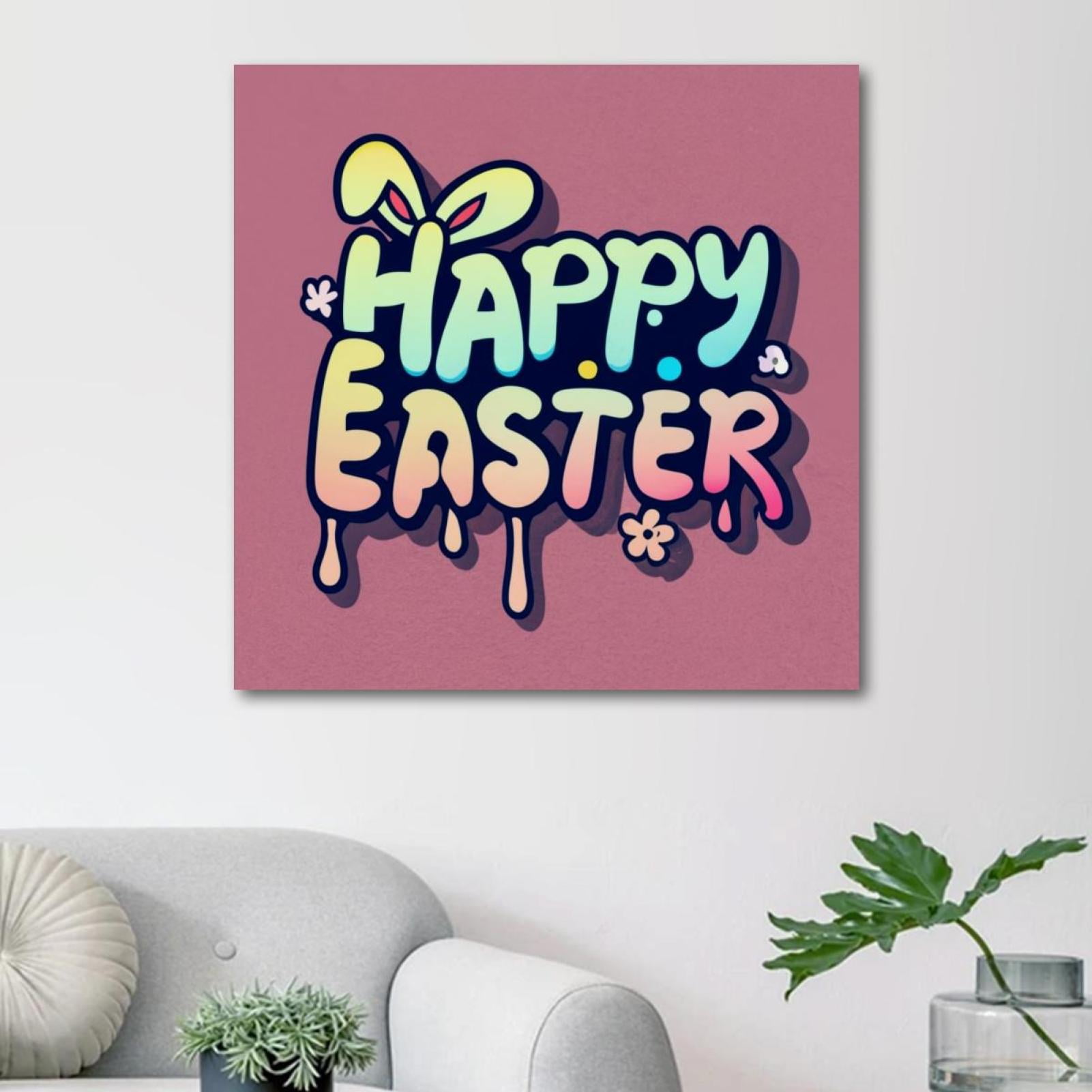 OWNSERIES Happy Easter Pattern Canvas Wall Art Paintings for Living ...