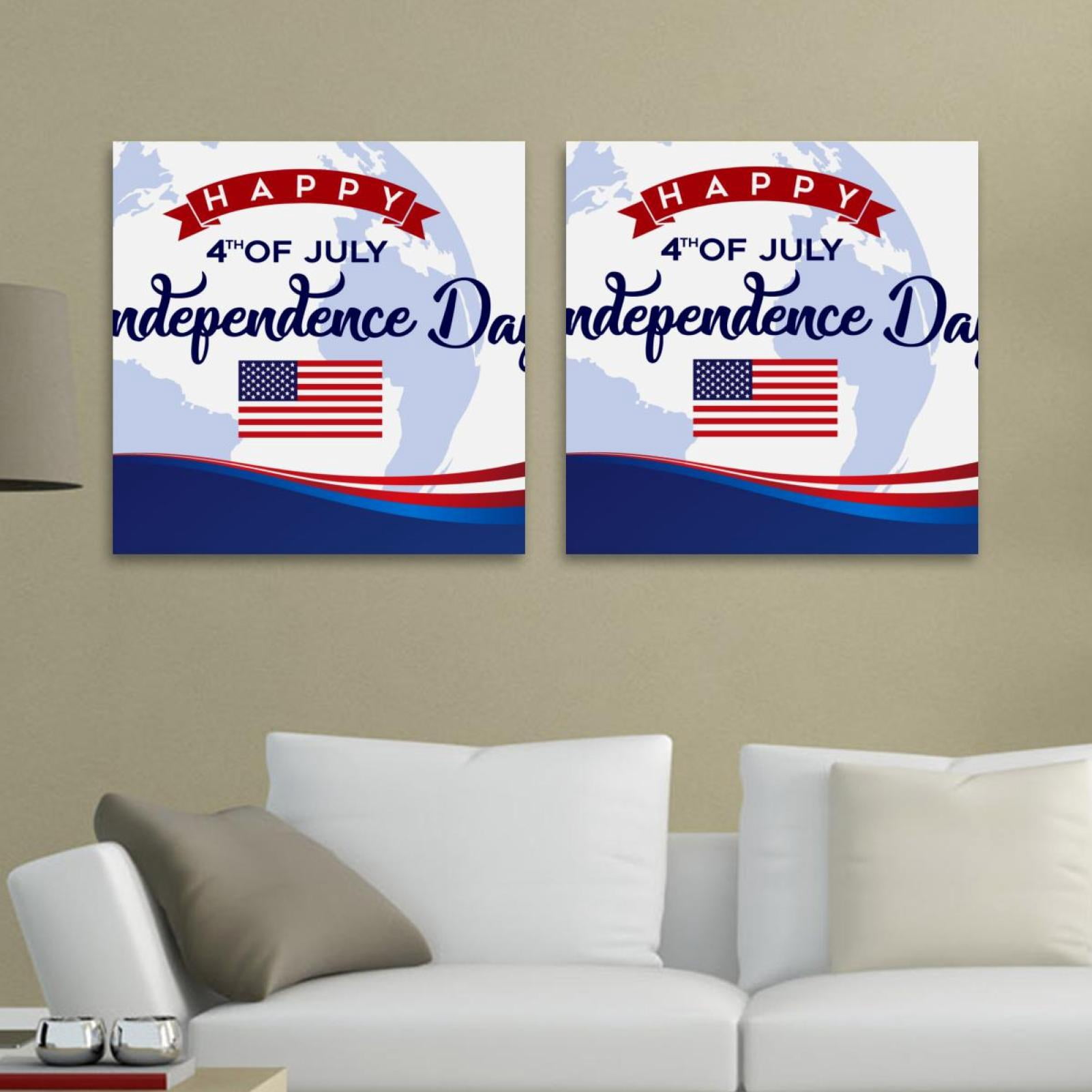 OWNSERIES Happy Independence Day of 4Th July Pattern 2PC Canvas Wall ...