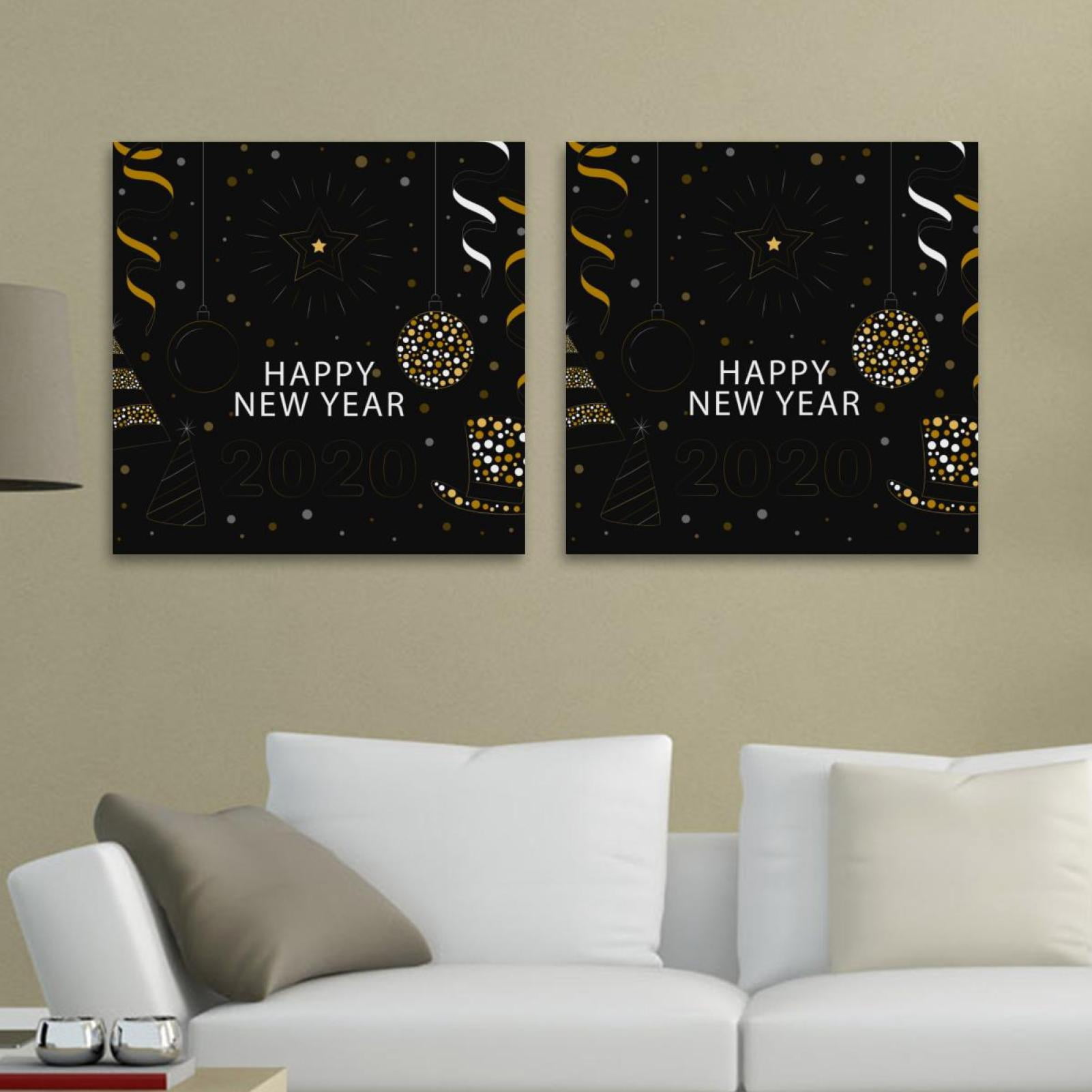OWNSERIES Happy New Year 2020-01 Pattern 2PC Canvas Wall Art Paintings ...