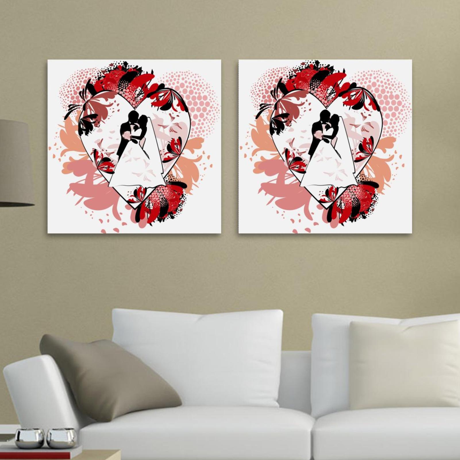 OWNSERIES Happy Wedding Day Pattern 2PC Canvas Wall Art Paintings for ...