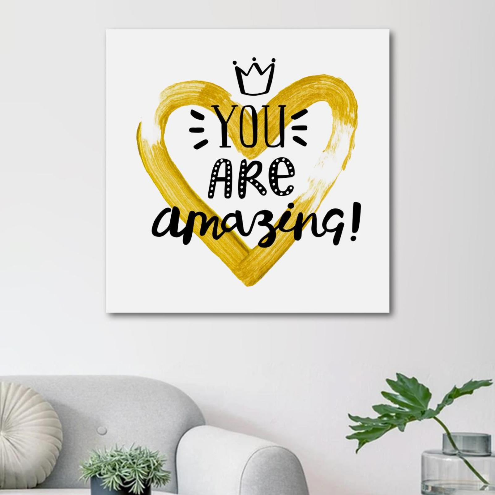 OWNSERIES Heart You Are Amazing Crown Pattern Canvas Wall Art Paintings ...