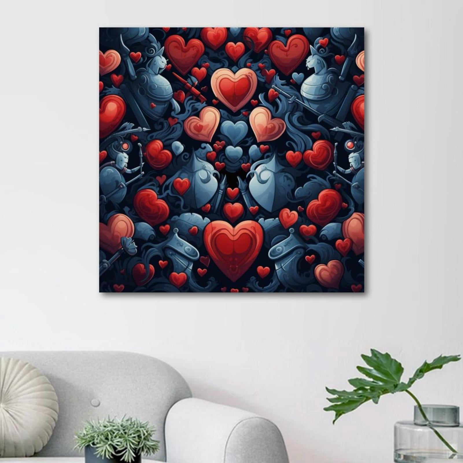 OWNSERIES Hearts and Warriors Pattern Canvas Wall Art Paintings for ...