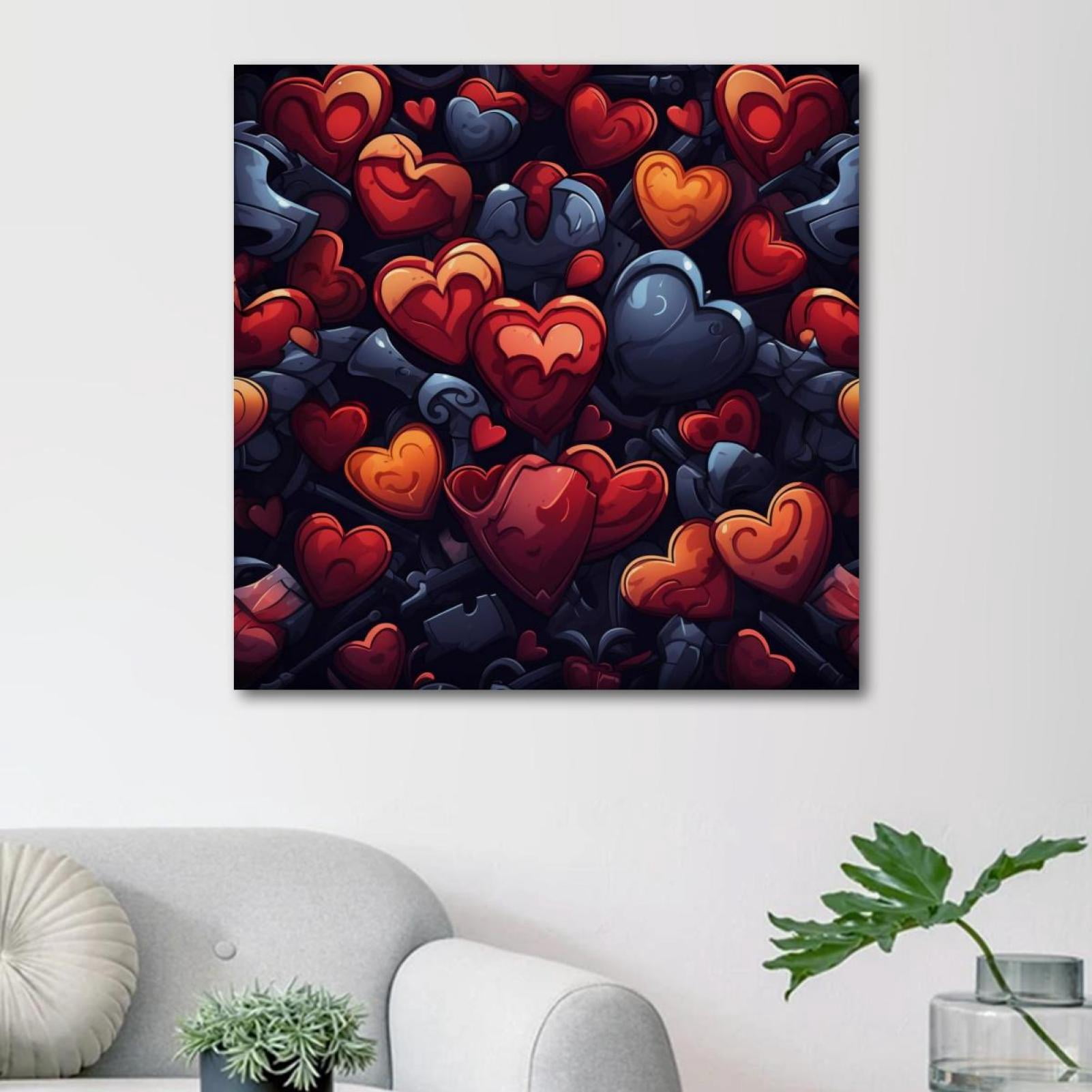 OWNSERIES Hearts and Warriors Pattern Canvas Wall Art Paintings for ...