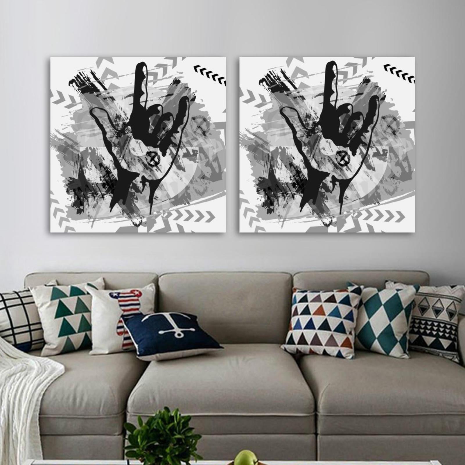 OWNSERIES Heavy Metal Hand Pattern 2PC Canvas Wall Art Paintings for ...