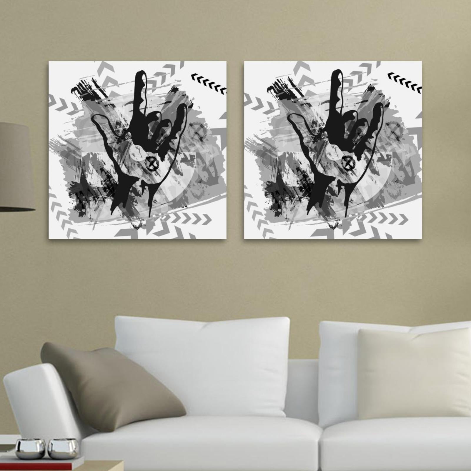 OWNSERIES Heavy Metal Hand Pattern 2PC Canvas Wall Art Paintings for ...