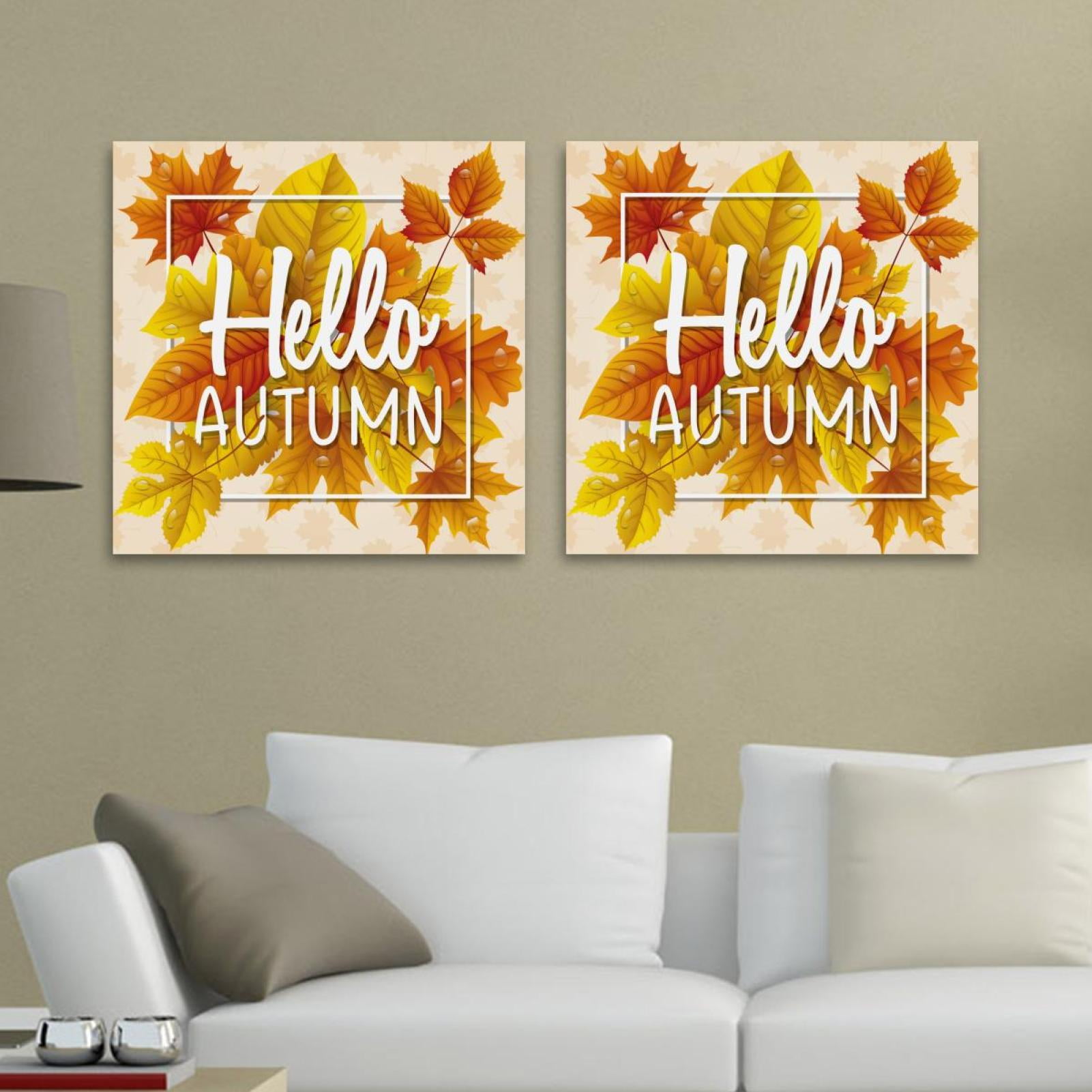OWNSERIES Hello Autumn Pattern 2PC Canvas Wall Art Paintings for Living ...