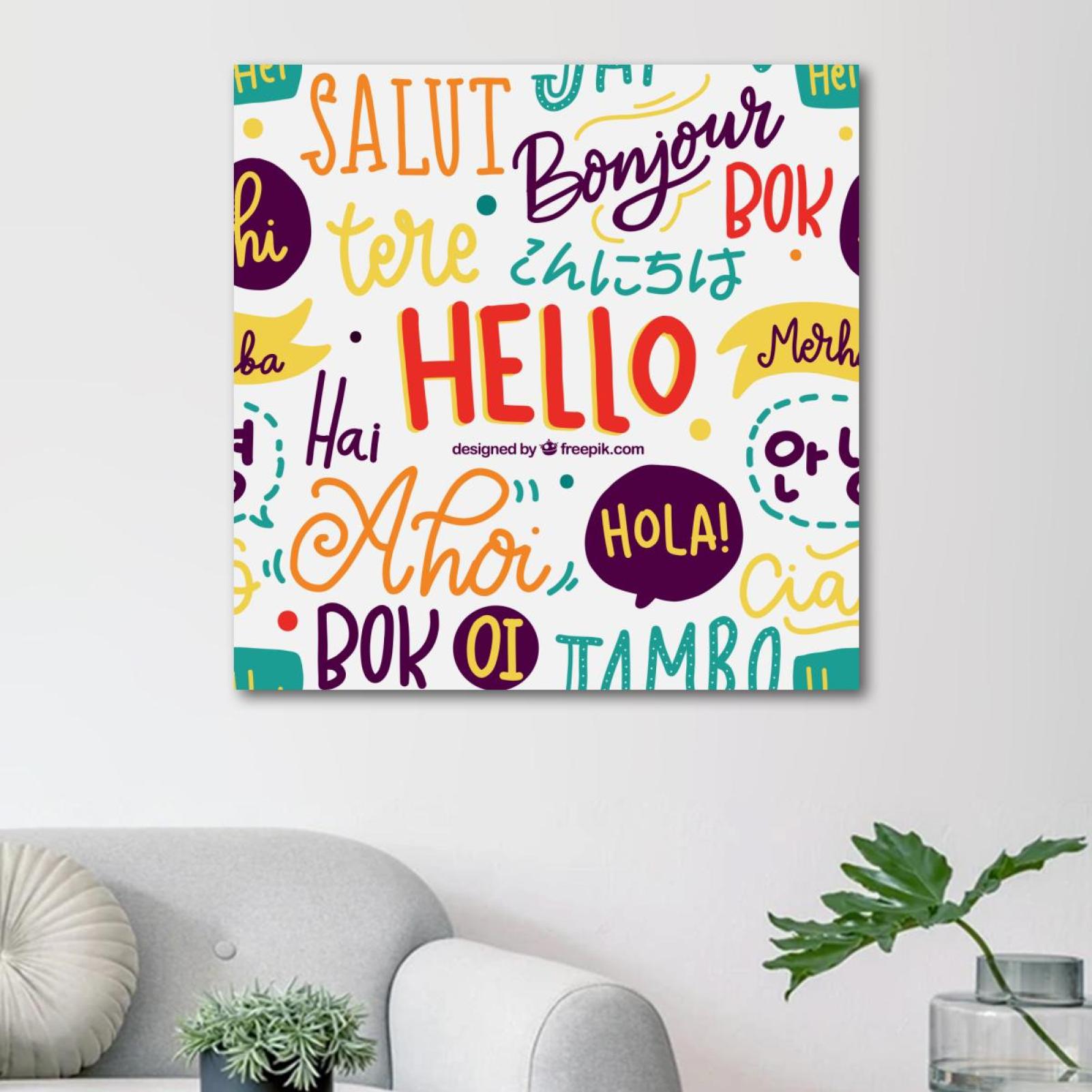 OWNSERIES Hello Different Language Pattern Canvas Wall Art Paintings ...