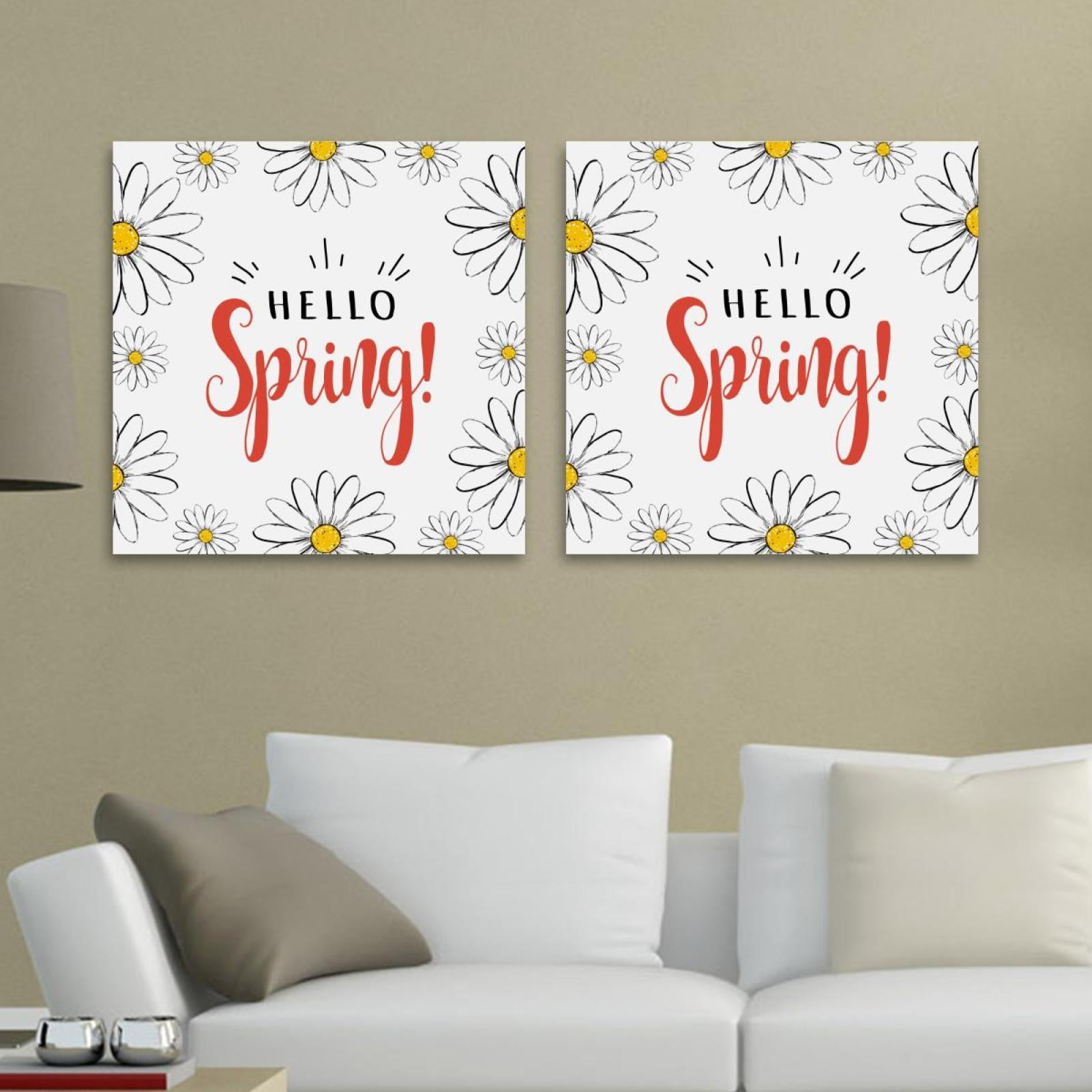 OWNSERIES Hello Spring Pattern 2PC Canvas Wall Art Paintings for Living ...
