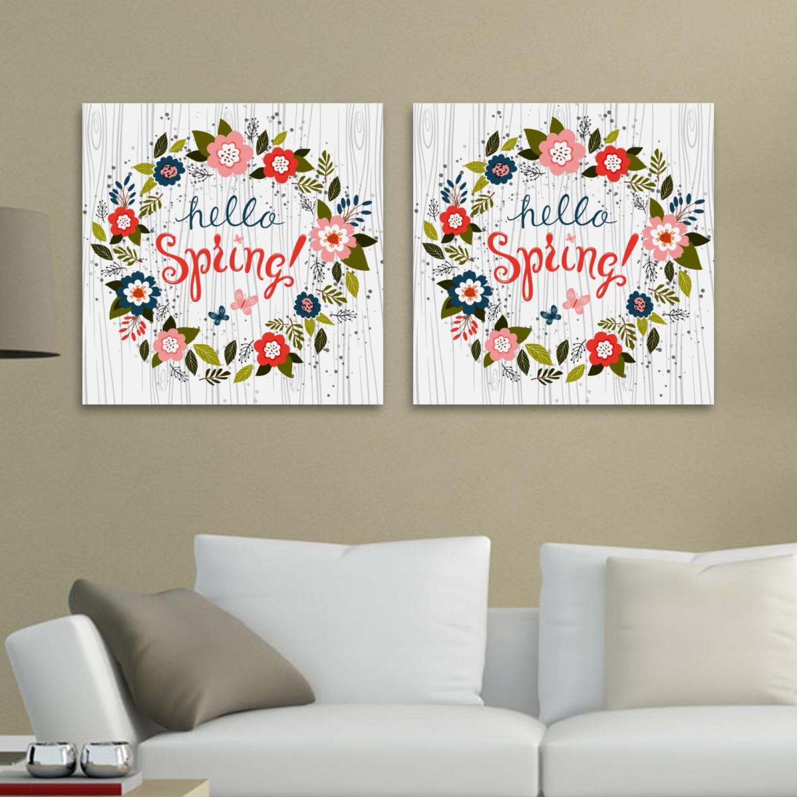 OWNSERIES Hello Spring Pattern 2PC Canvas Wall Art Paintings for Living ...