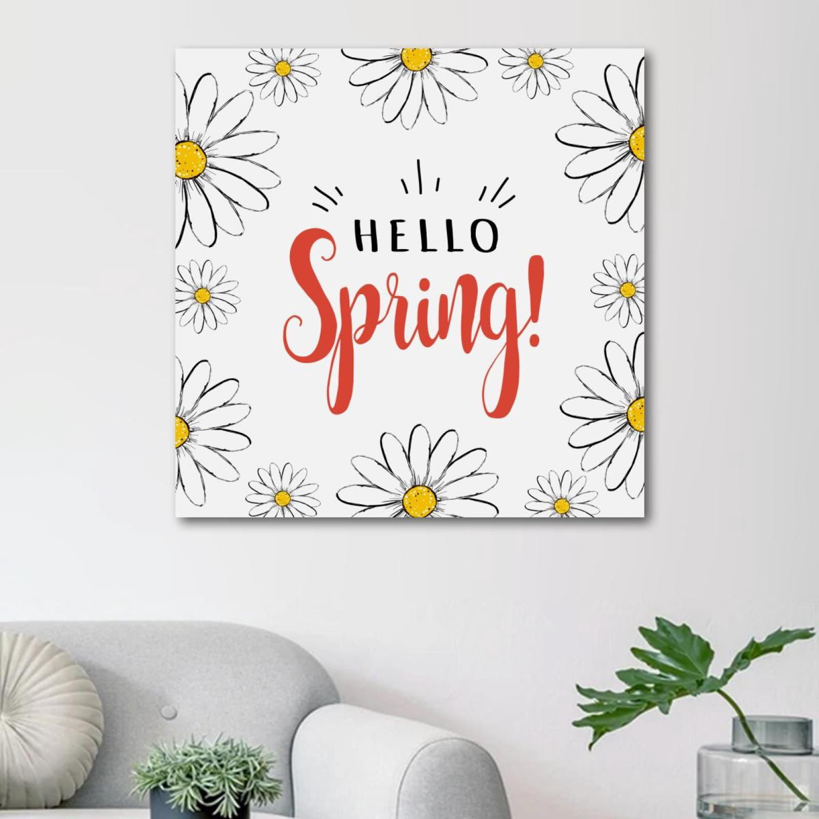 OWNSERIES Hello Spring Pattern Canvas Wall Art Paintings for Living ...