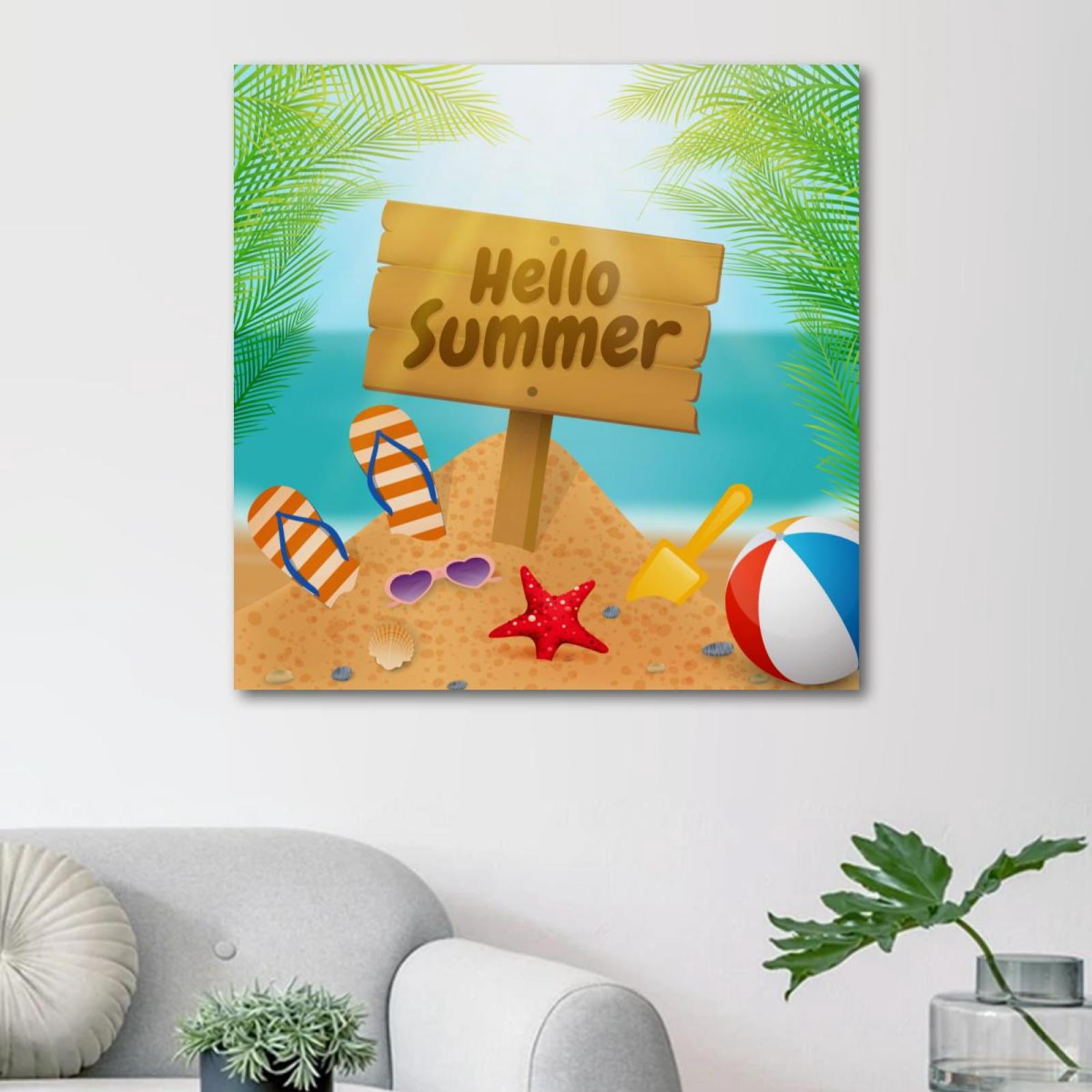 OWNSERIES Hello Summer Beach Pattern Canvas Wall Art Paintings for ...