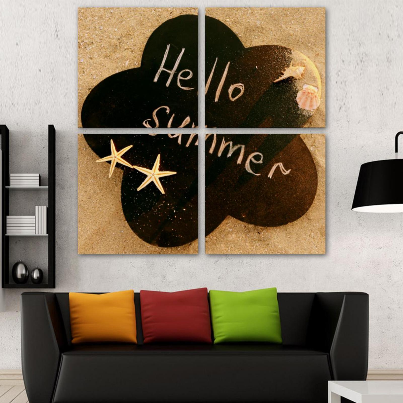 OWNSERIES Hello Summer Beach Sand Pattern 4PC Frameless Canvas Wall Art ...