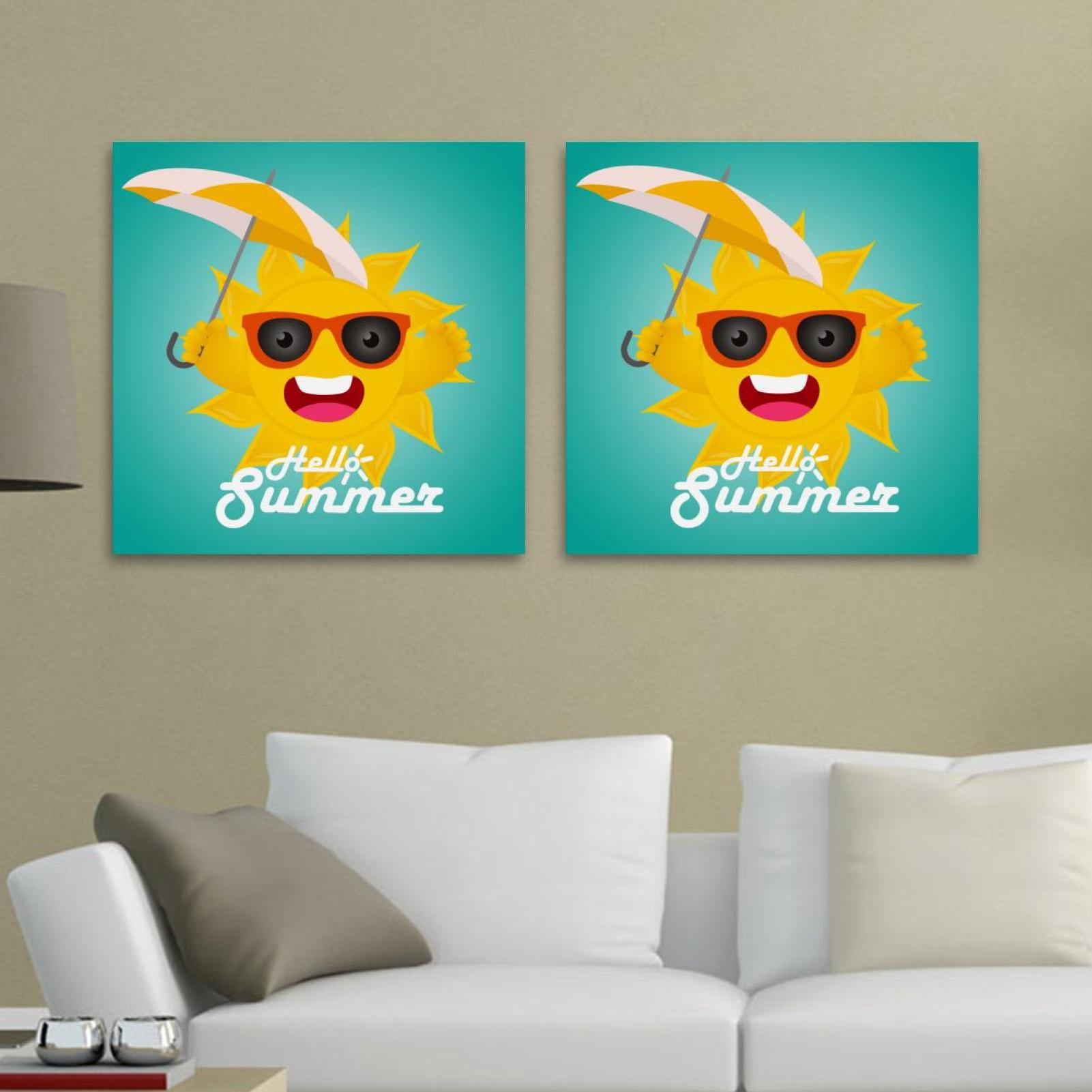 OWNSERIES Hello Summer Pattern 2PC Canvas Wall Art Paintings for Living ...